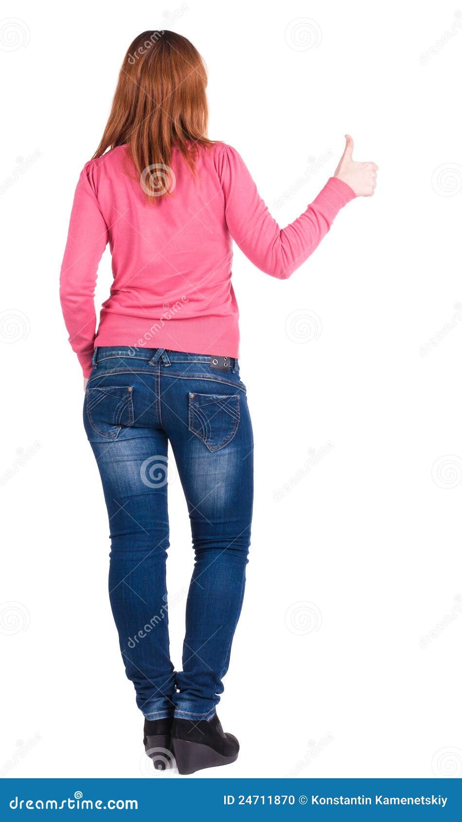 Back View of Young Beautiful Woman Stock Photo - Image of positive ...