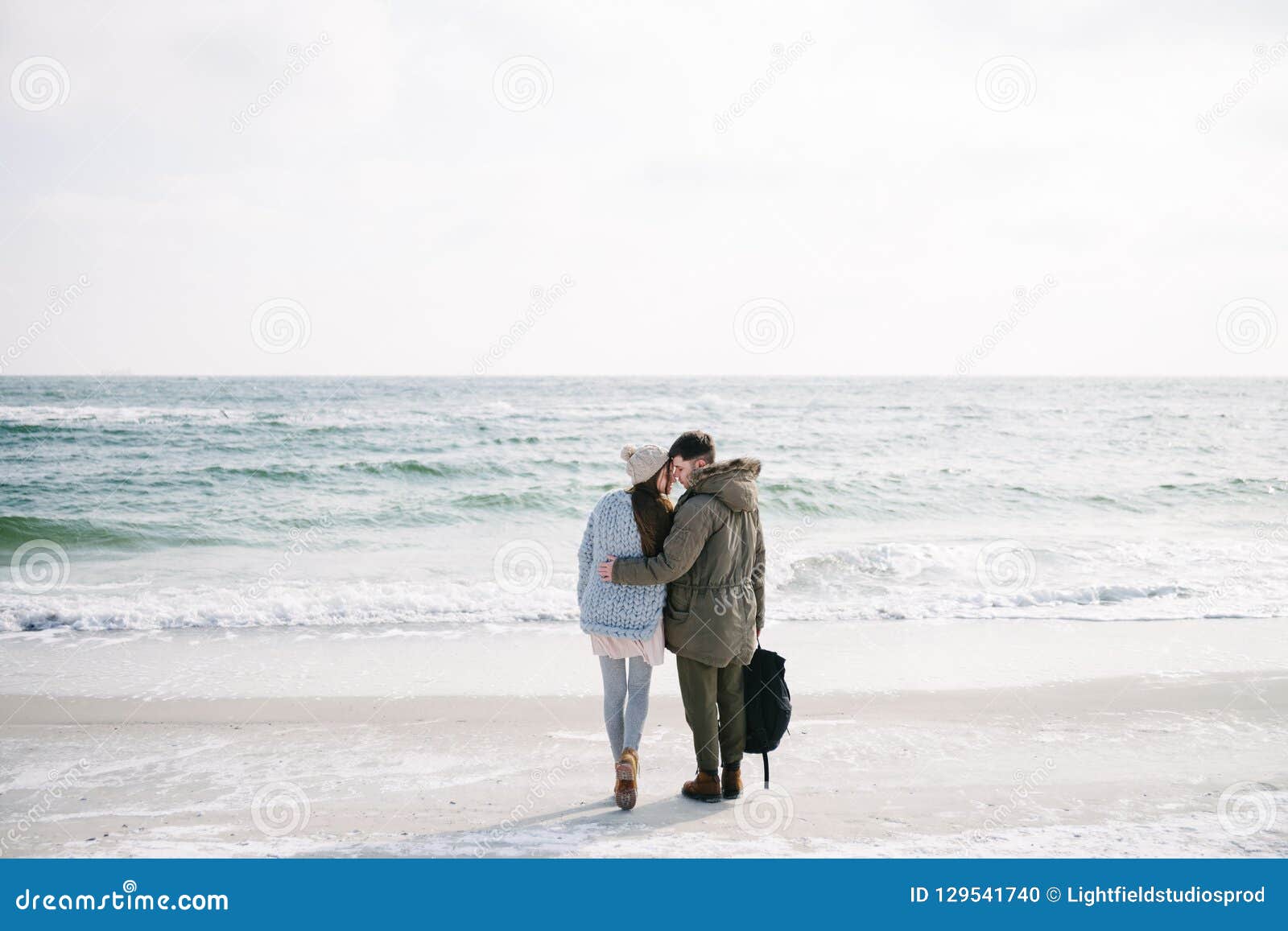 Back View of Young Couple Hugging and Standing Stock Photo - Image of ...