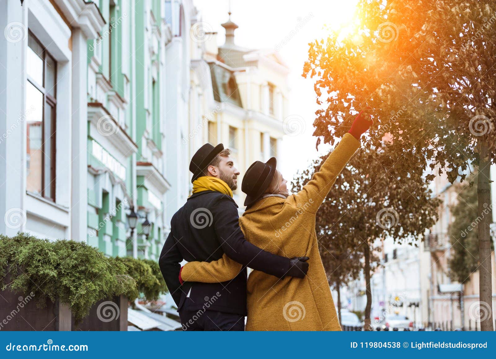 Back View of Young Couple Hugging and Walking Stock Photo - Image of ...