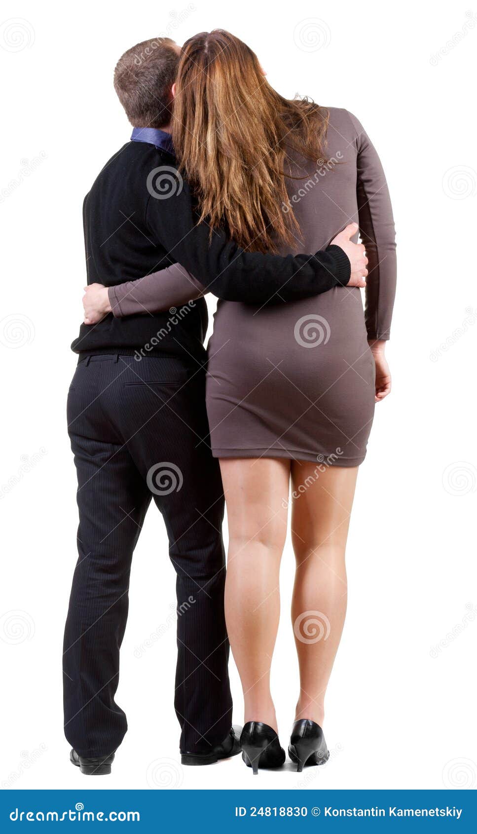 Back View of Young Embracing Couple Stock Photo - Image of backview ...