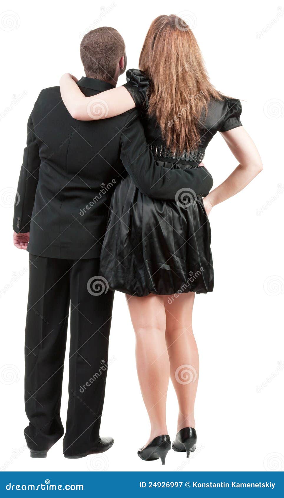 Back View of Young Embracing Couple Stock Image - Image of female ...