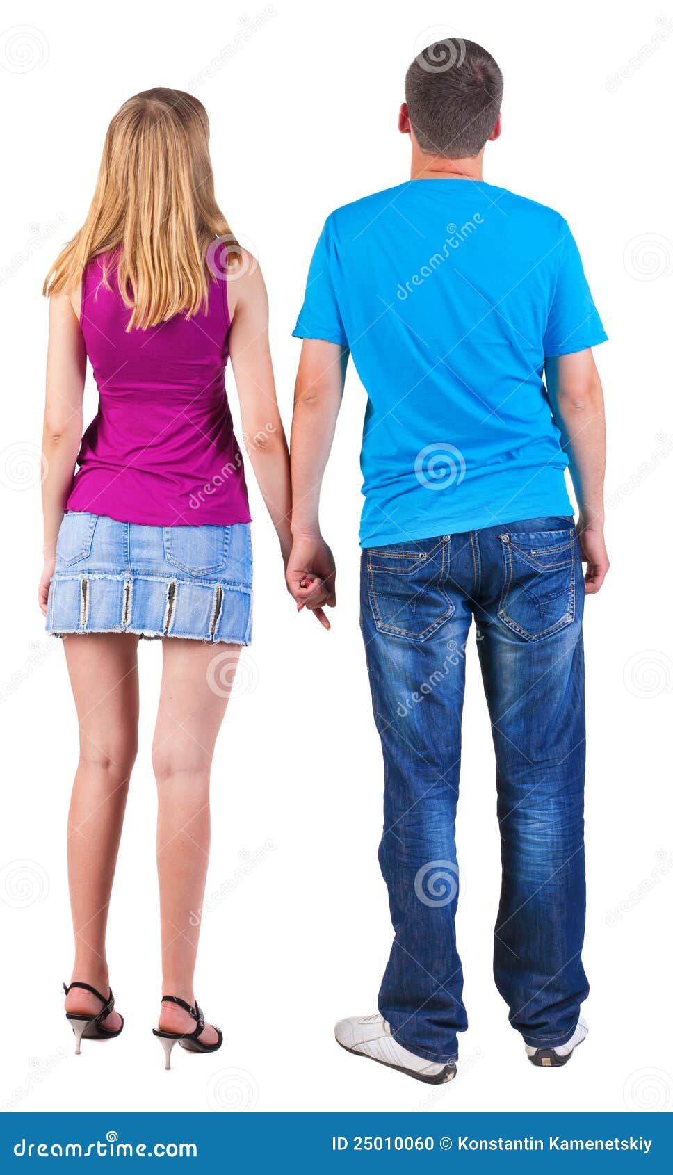 Back View of Young Embracing Couple Stock Photo - Image of blue, beauty ...