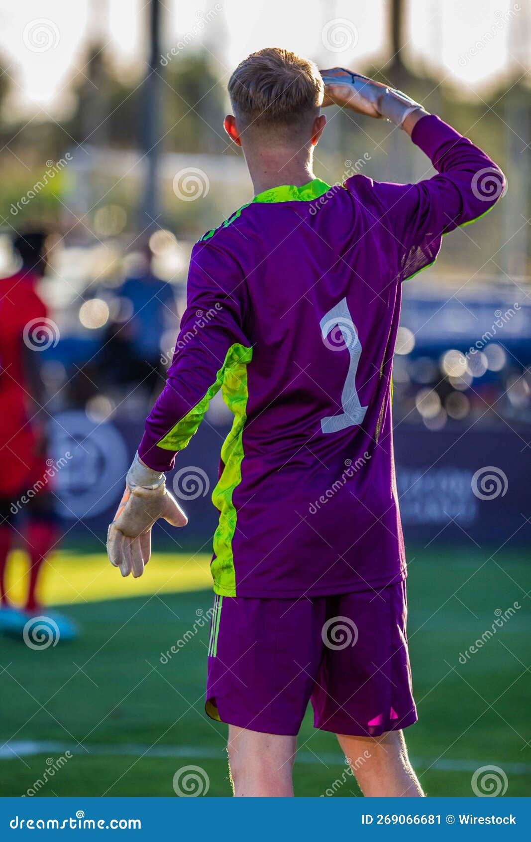 Back View of a Young Goalkeeper in a Field Stock Image - Image of sport ...