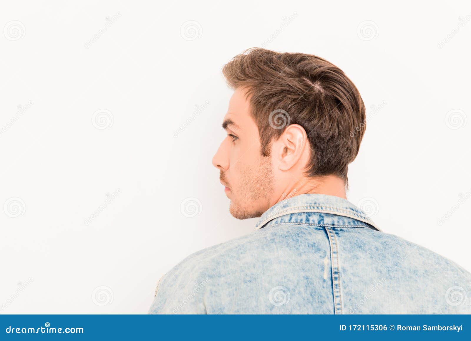 Back View of Young Handsome Man on White Background Stock Photo - Image ...