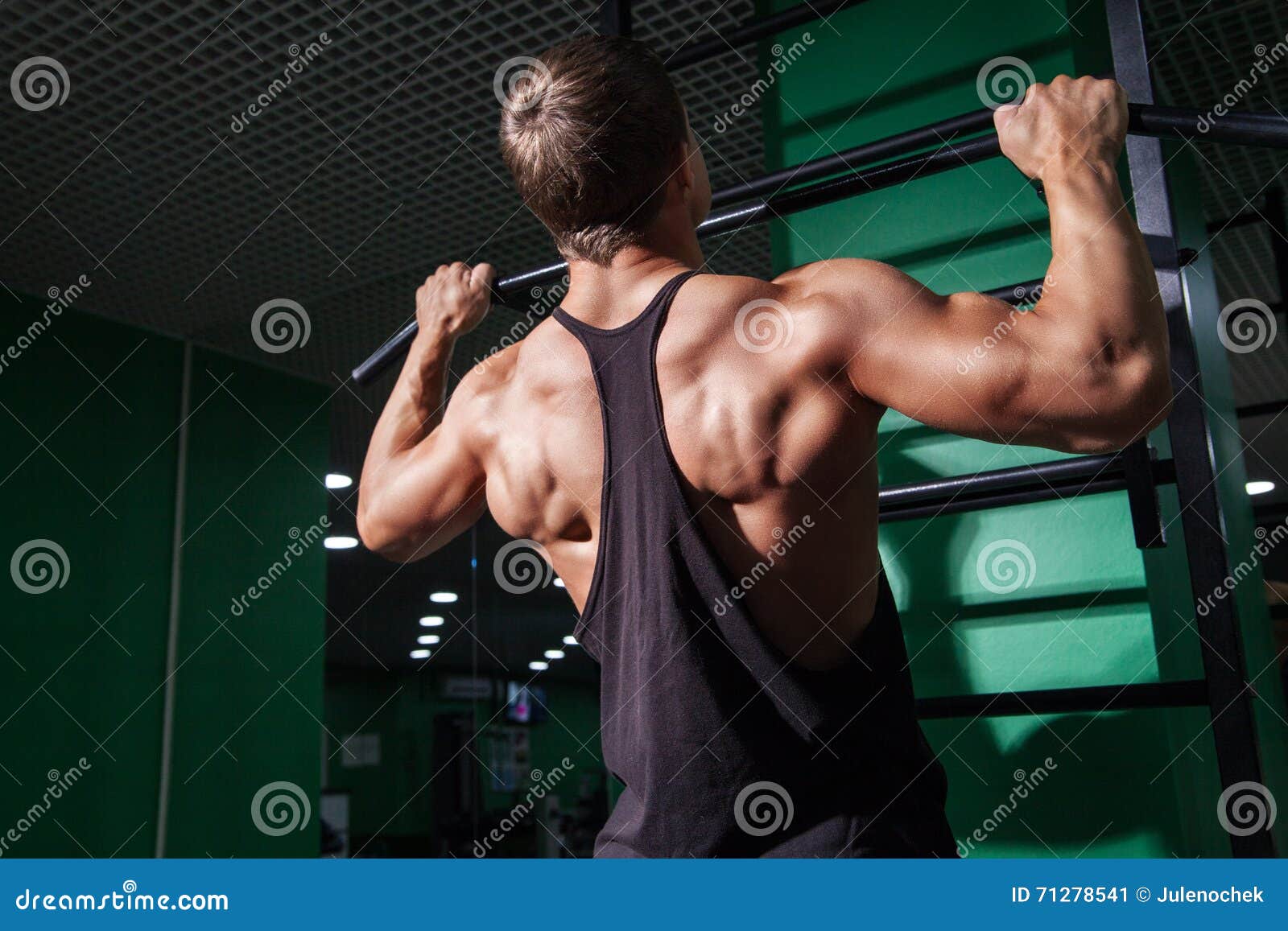 Back View of Young Man Doing Pull Ups Stock Image - Image of exercise ...