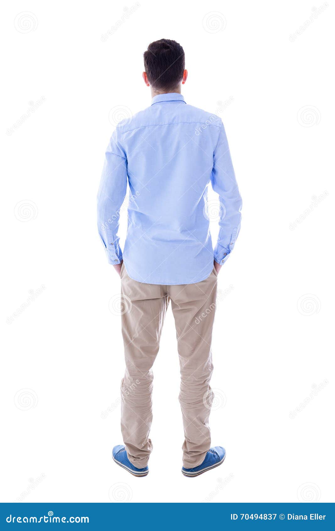 Back View of Young Man Isolated on White Stock Image - Image of adult ...