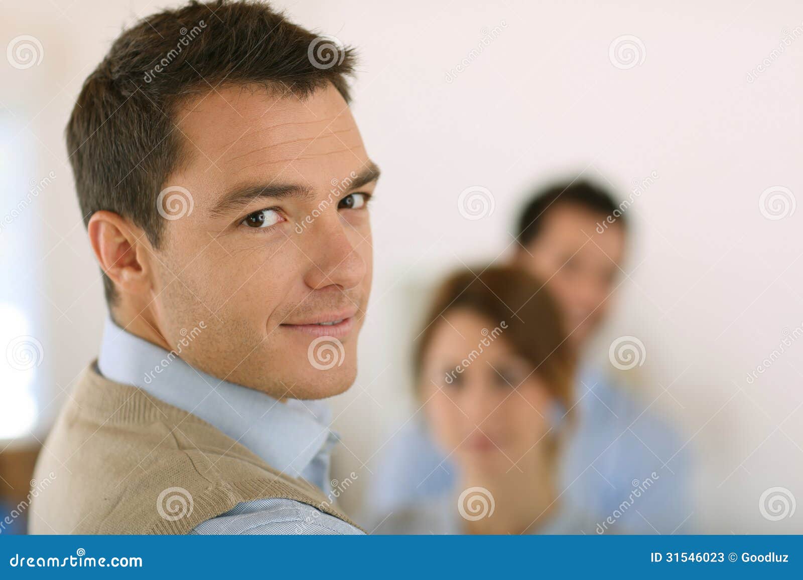 Back View of Young Man Looking at Camera Stock Image - Image of ...