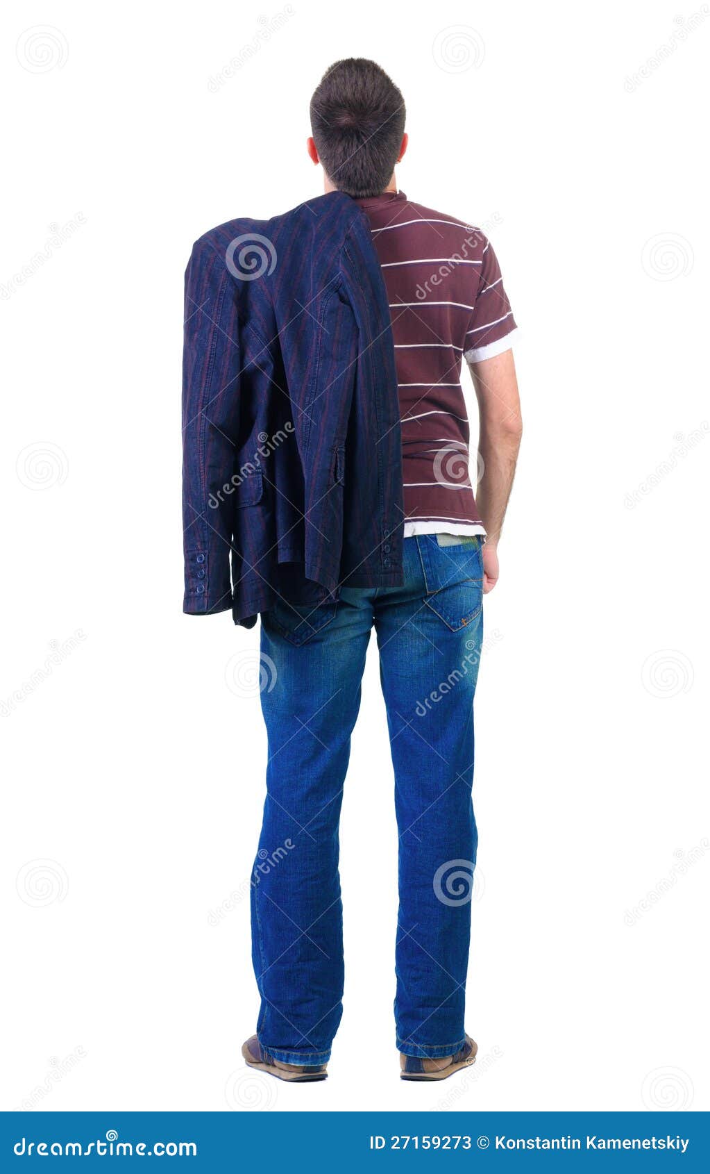 Back View of Young Man Looks Ahead. Stock Image - Image of watching ...