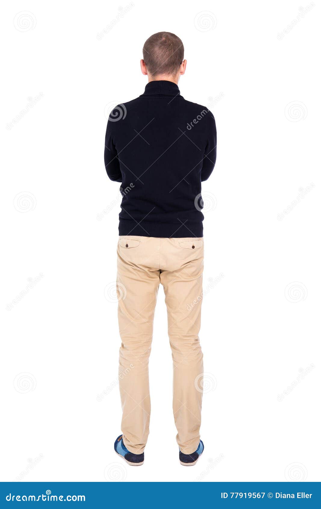 Back View of Young Man Student or Office Worker Isolated on Whit Stock ...