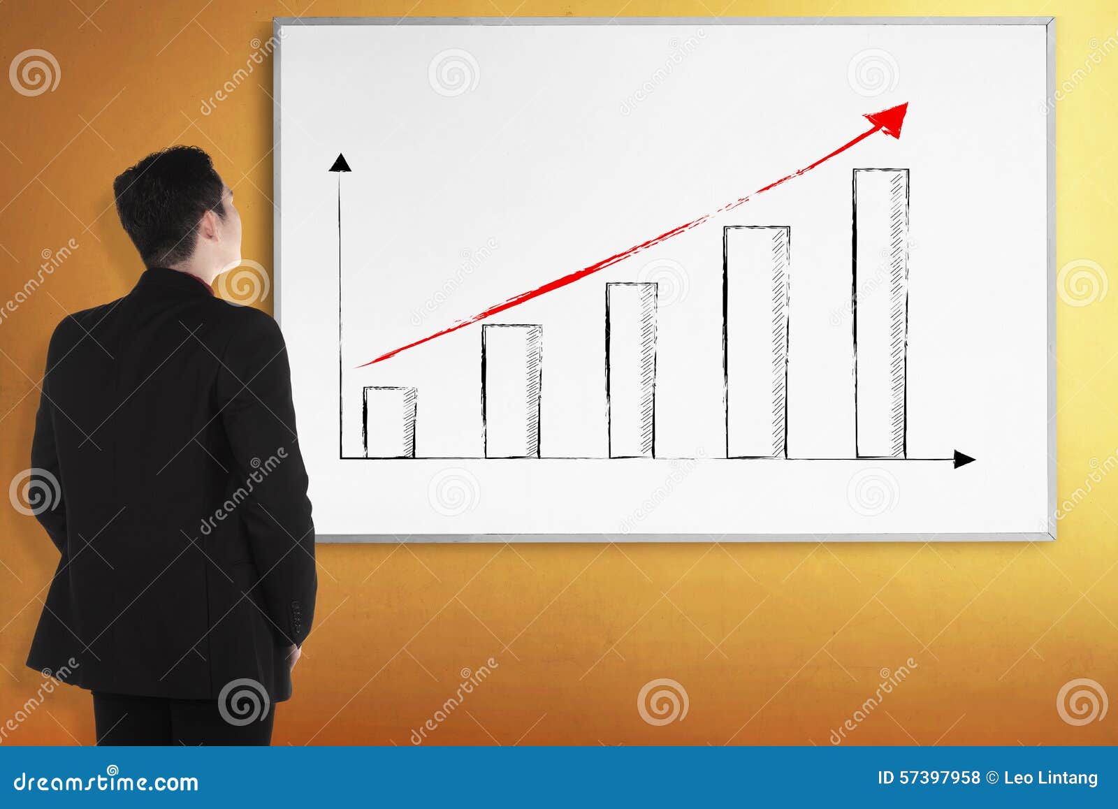 Back View Young Man with White Board Stock Photo - Image of cheerful ...