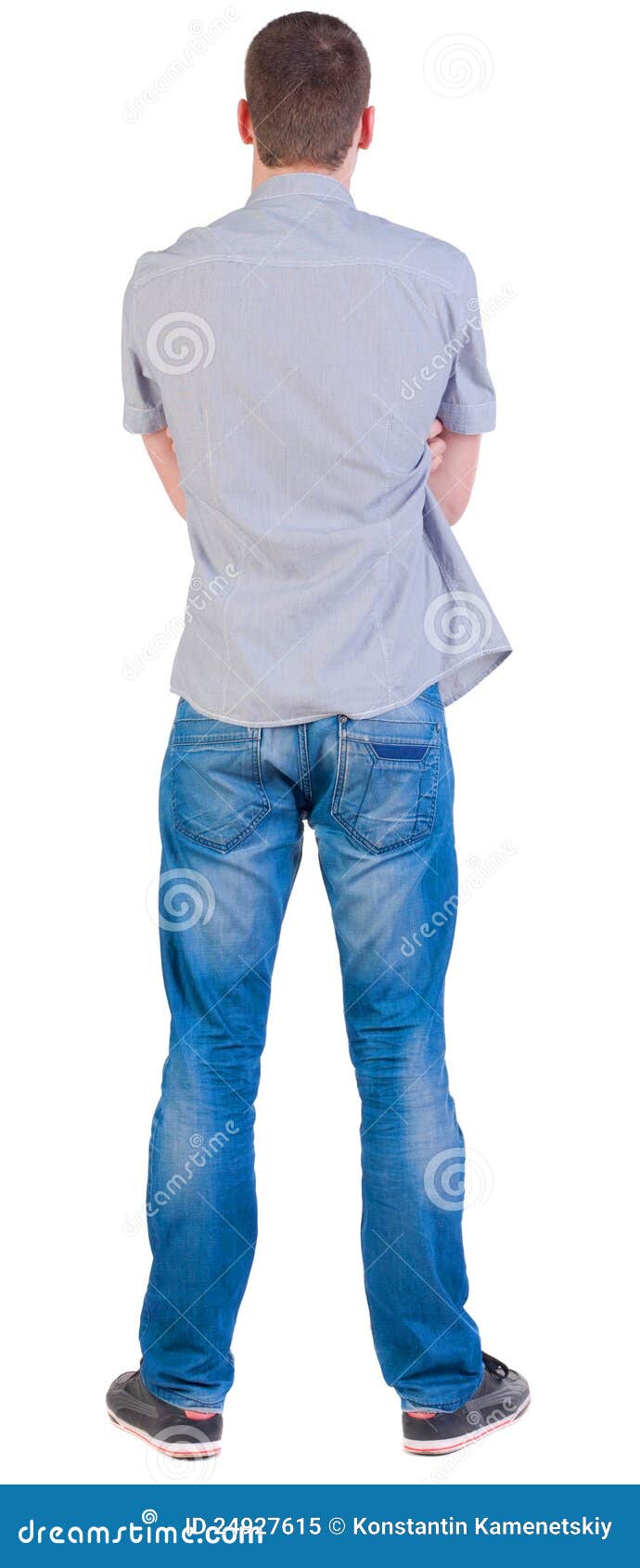Back View Of Young Men In Shirt And Jeans. Royalty Free Stock Photo ...