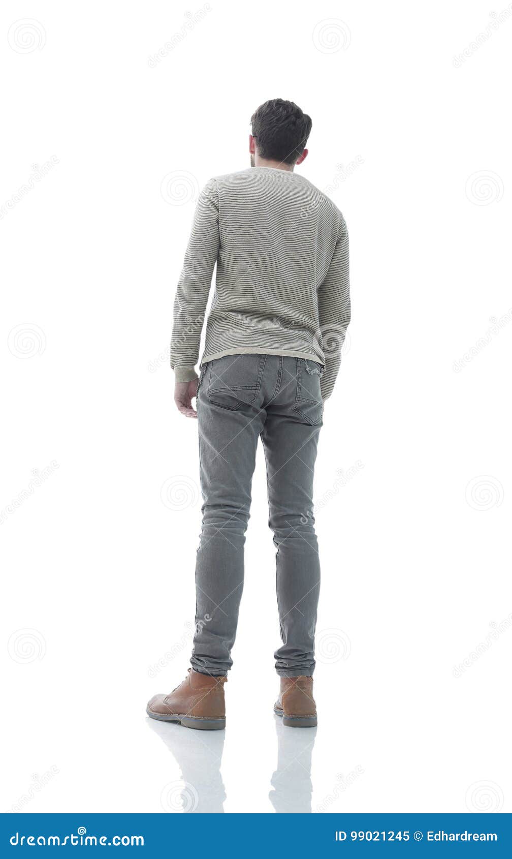 Back View. Young Modern Man. Photo in Full Growth Stock Image - Image ...