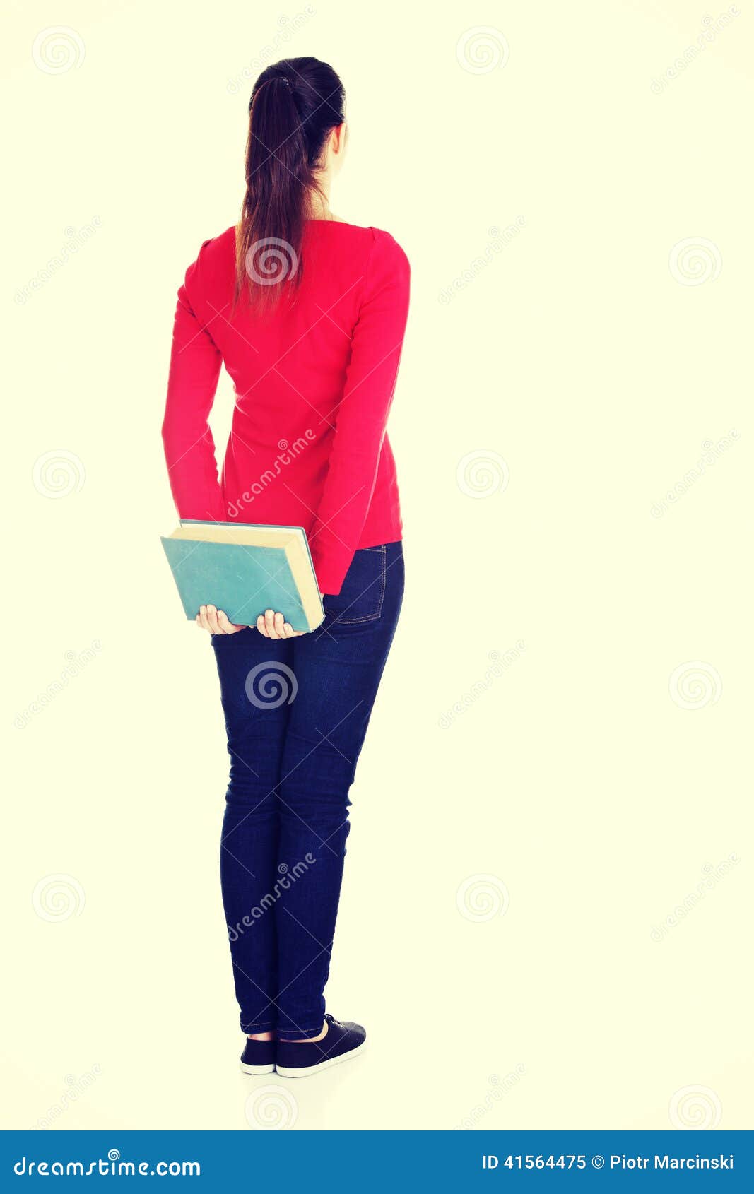 Back View of Young Student Woman. Stock Image - Image of smart ...