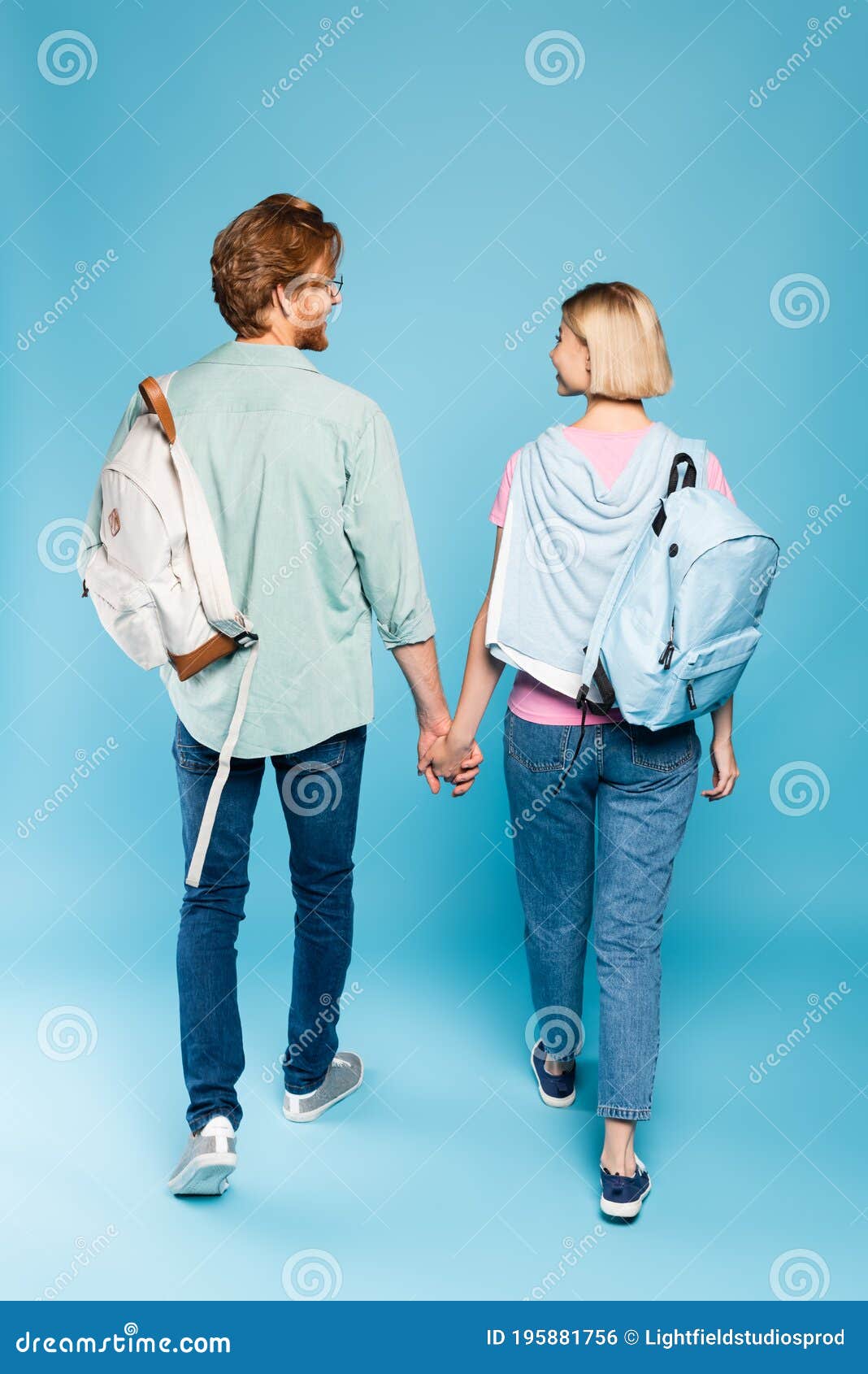 View of Young Students with Backpacks Stock Photo - Image of blonde ...