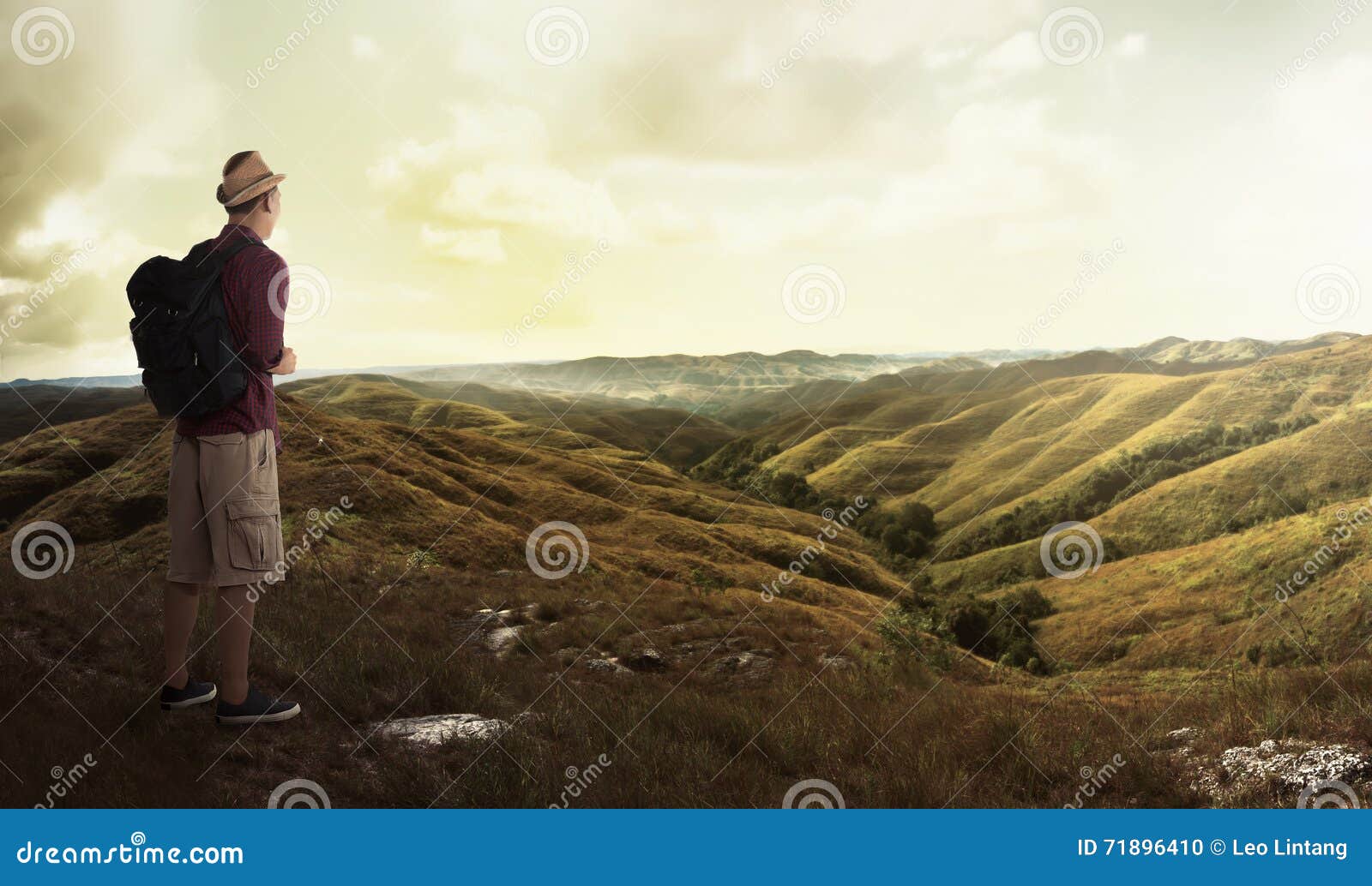 Back View of Young Traveler Standing Stock Photo - Image of equipment ...