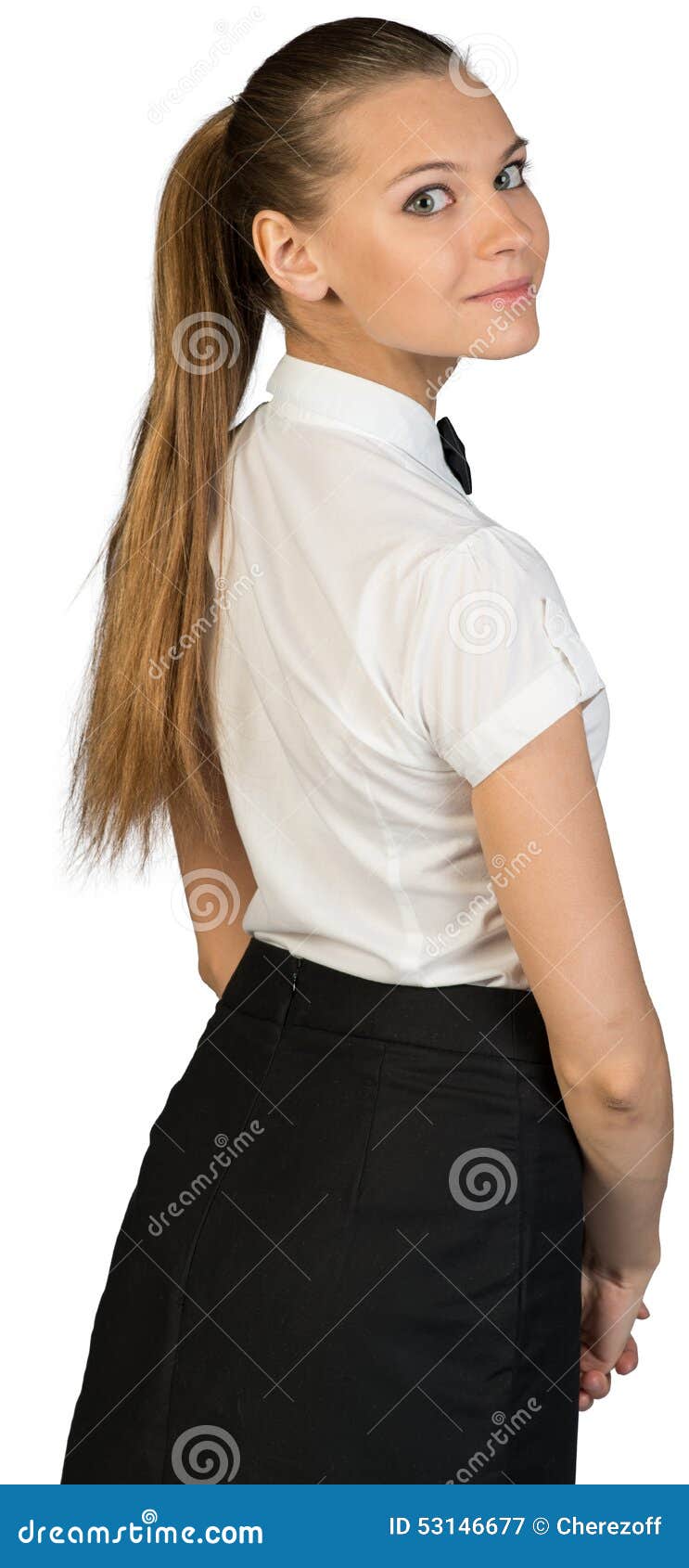 Back View of Young Waitress Looking at Camera Stock Image - Image of ...