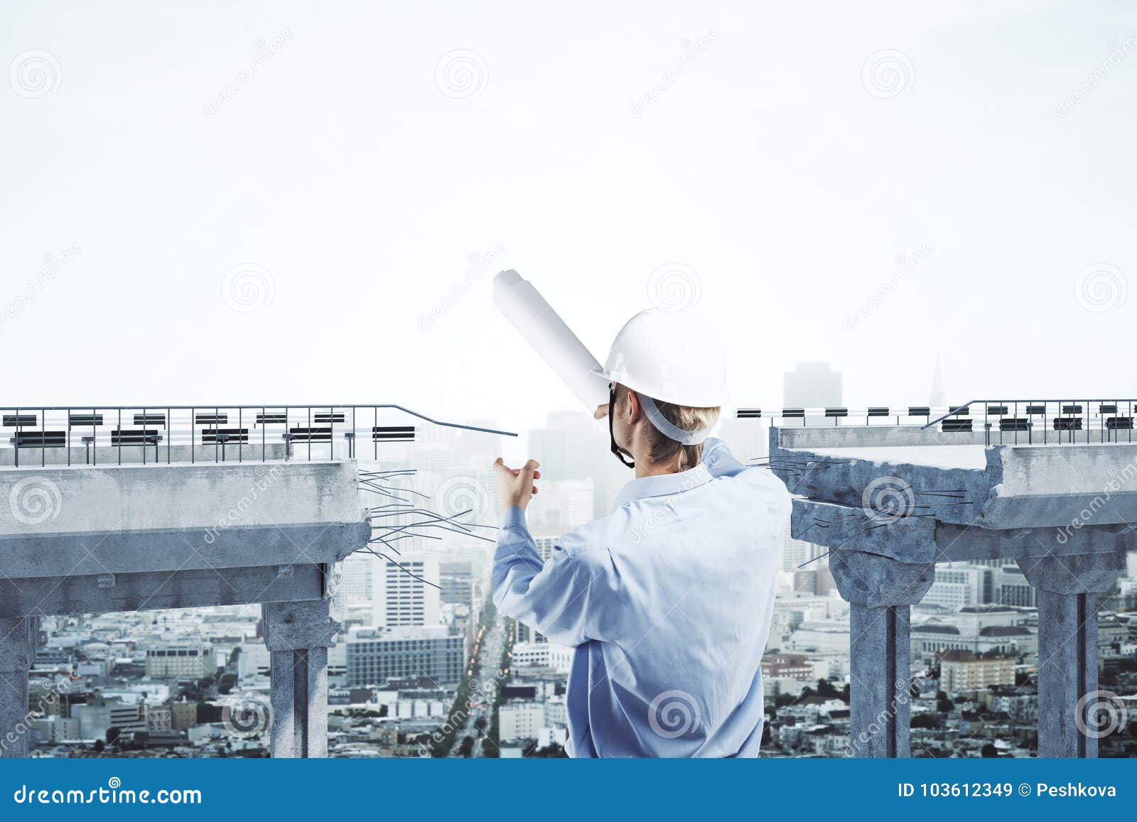 Engineer looking at bridge stock image. Image of copy - 103612349