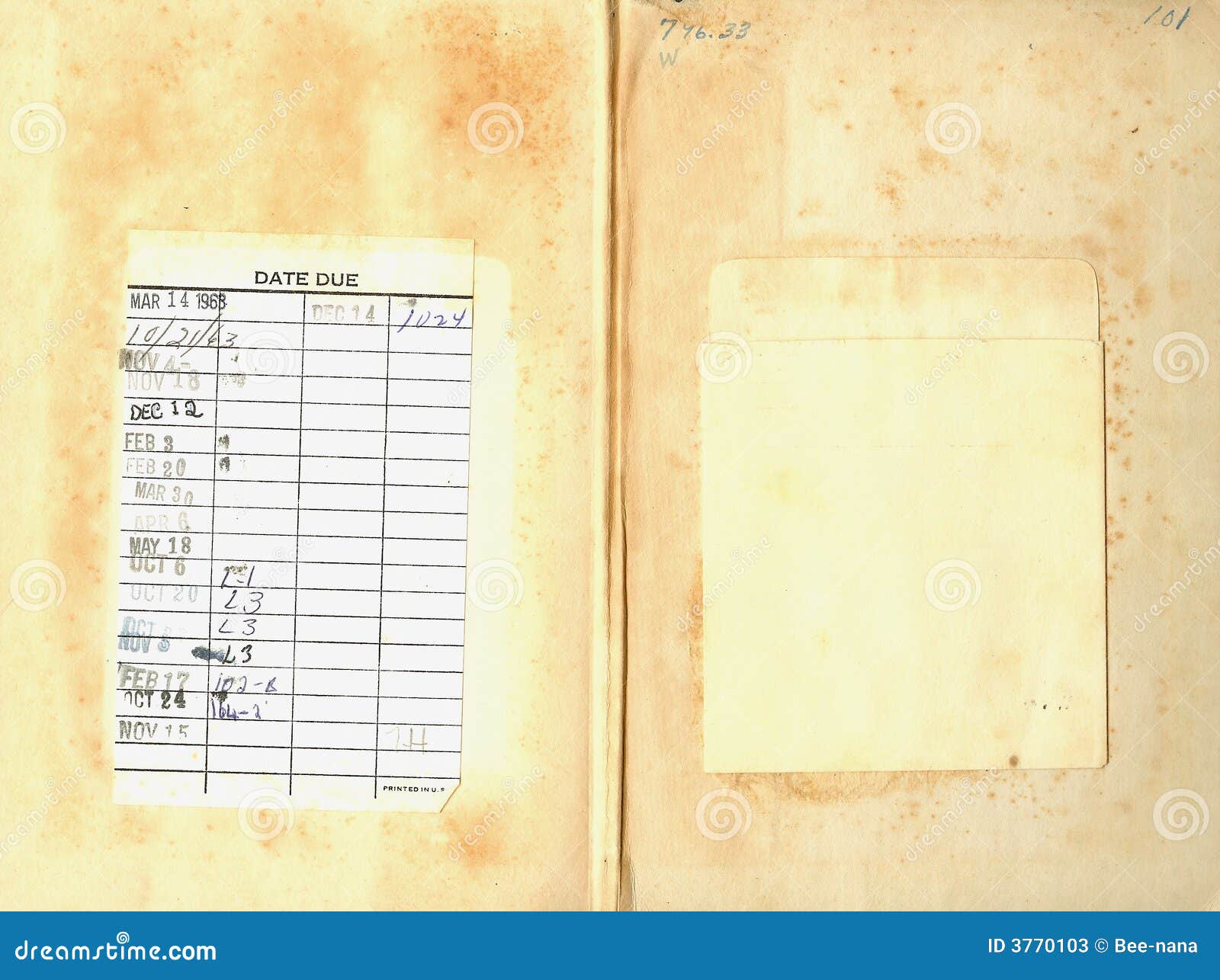 Back of Vintage Library Book Stock Image - Image of education, pouch ...