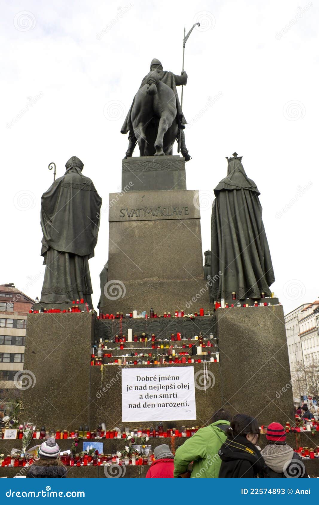 Back of the Wenceslas Monument with Candles Editorial Stock Photo ...