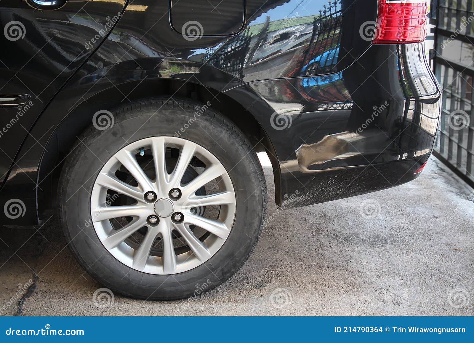 The back wheel of the car stock photo. Image of pick - 214790364