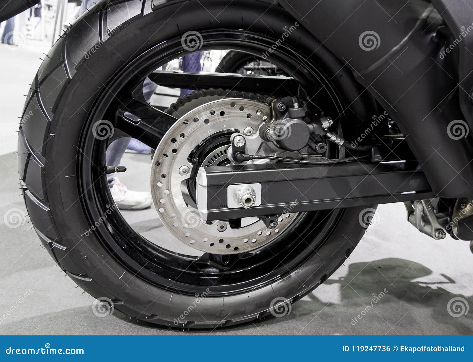 Back Wheel Motorcycle with Disk Brake Stock Photo - Image of exhaust ...