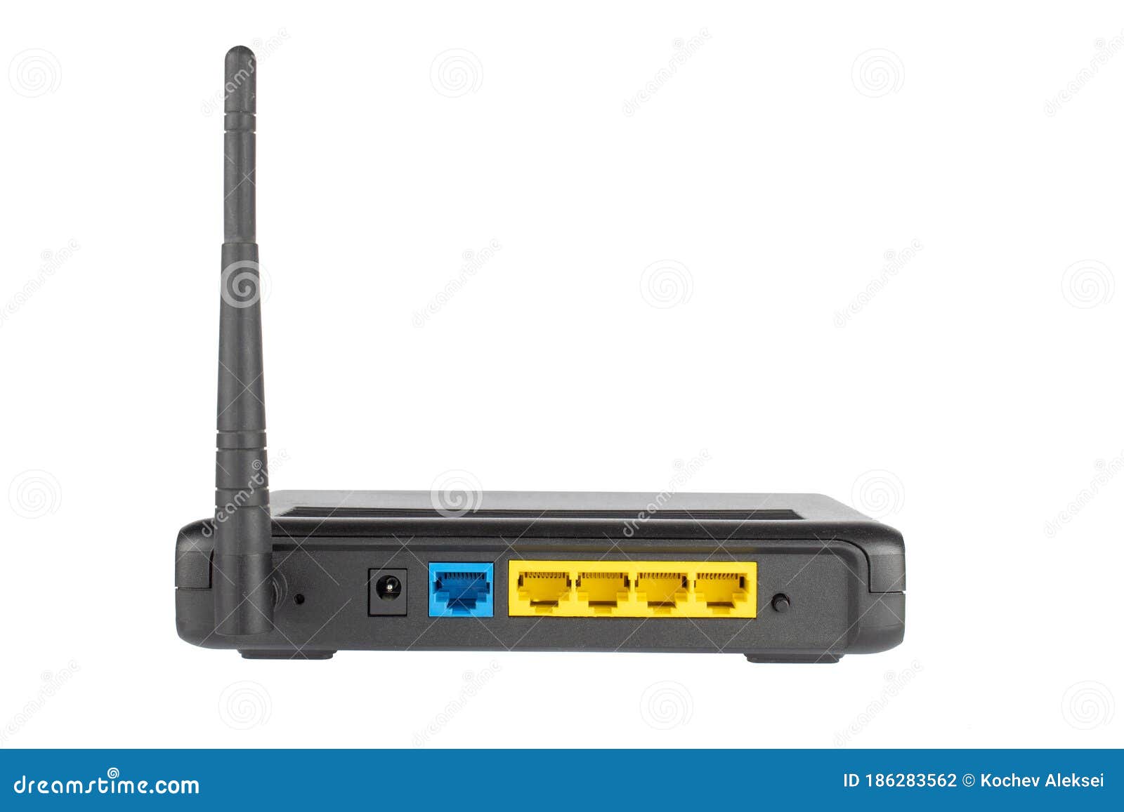 The Back of the WI-FI Router, Antenna and Socket Connectors Stock Photo ...