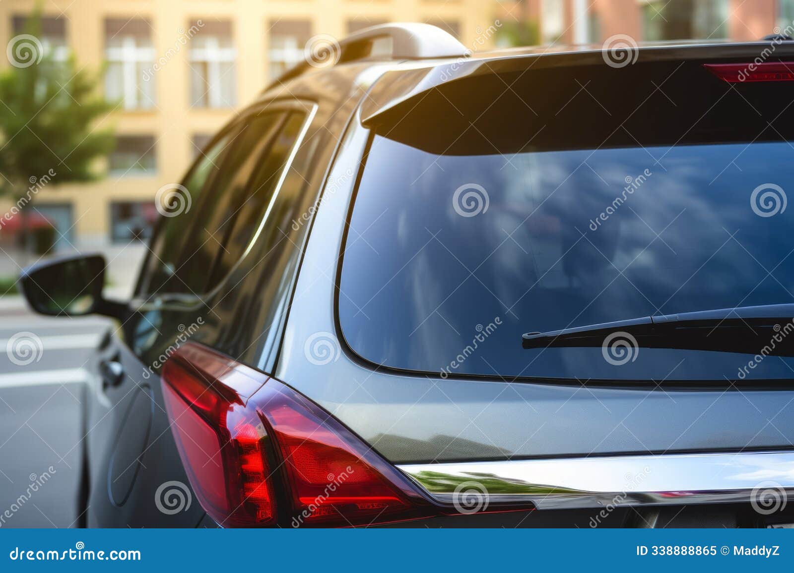 Back Window of a Car Parked on the Street. Mock-up for Sticker or ...