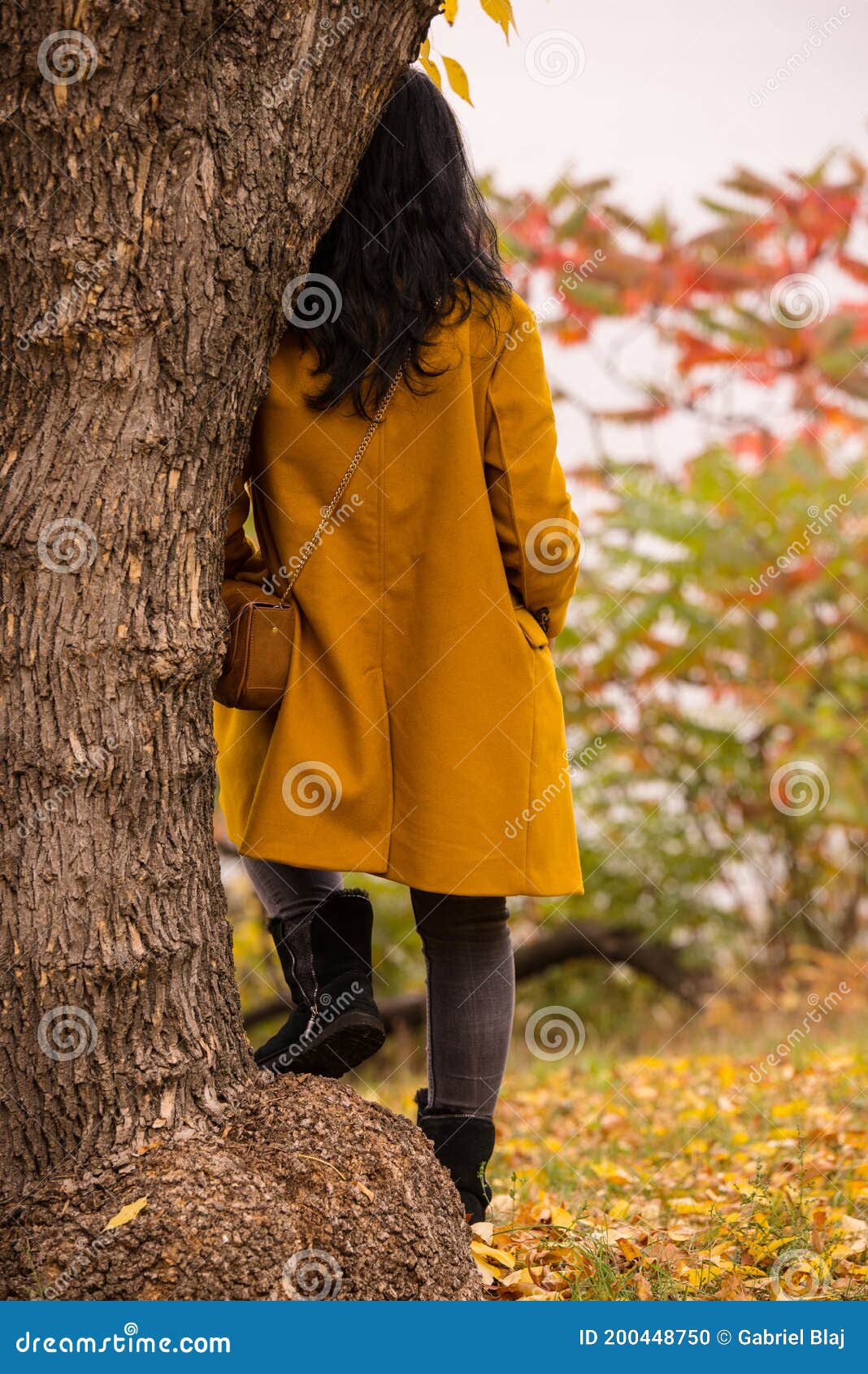 Back of Woman in Autumn Park Stock Photo - Image of life, enjoying ...
