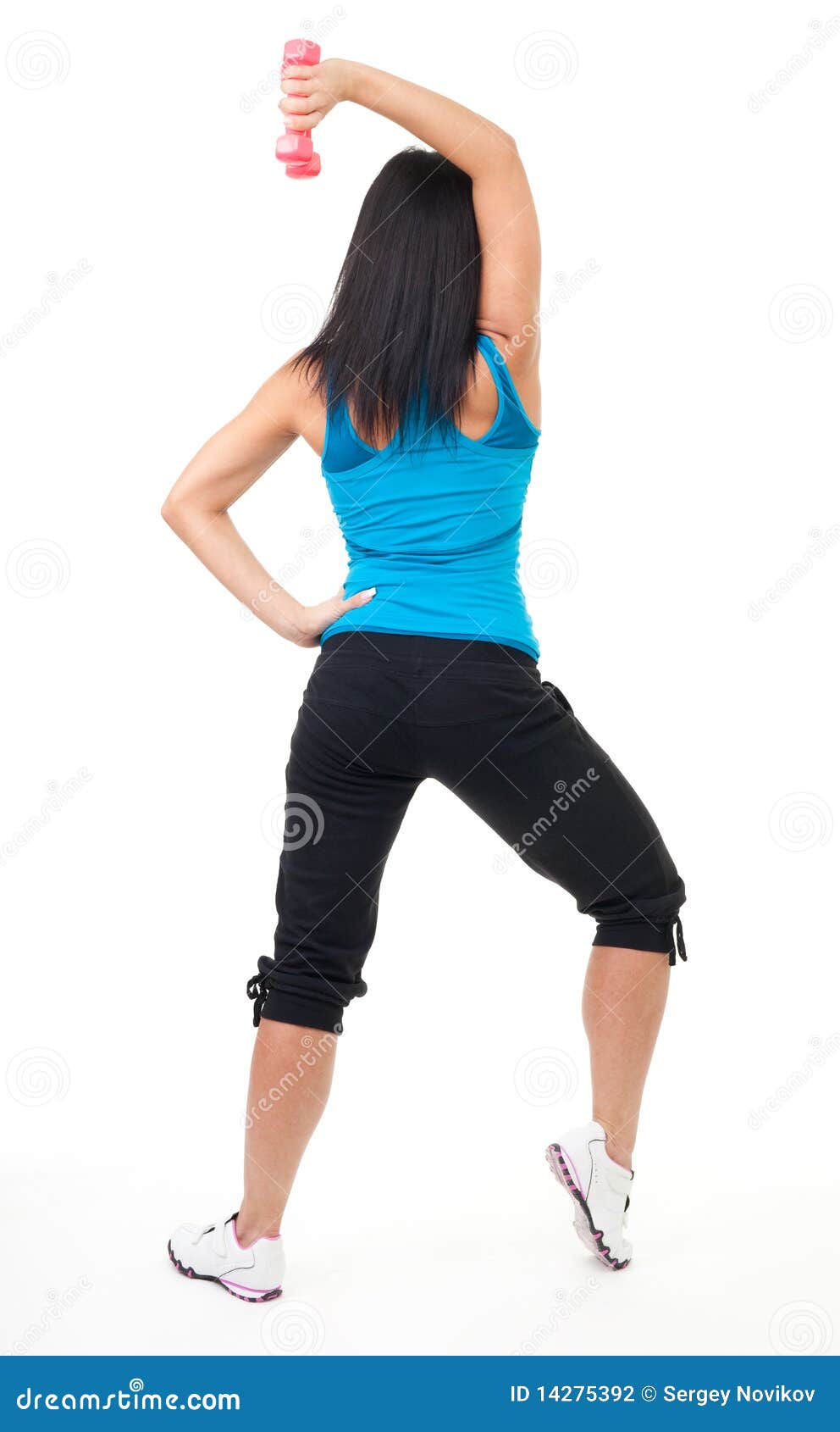 Back of Woman Exercising with Dumbbell Stock Photo - Image of person ...