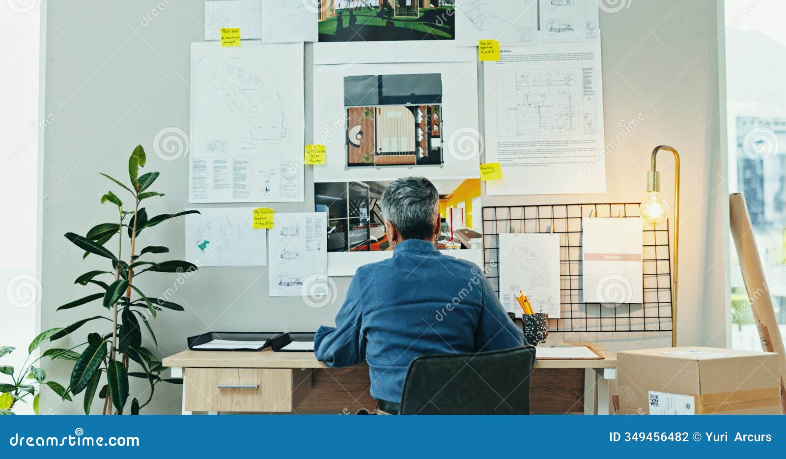 Back, Woman or Idea in Office for Architecture, Design Process or ...