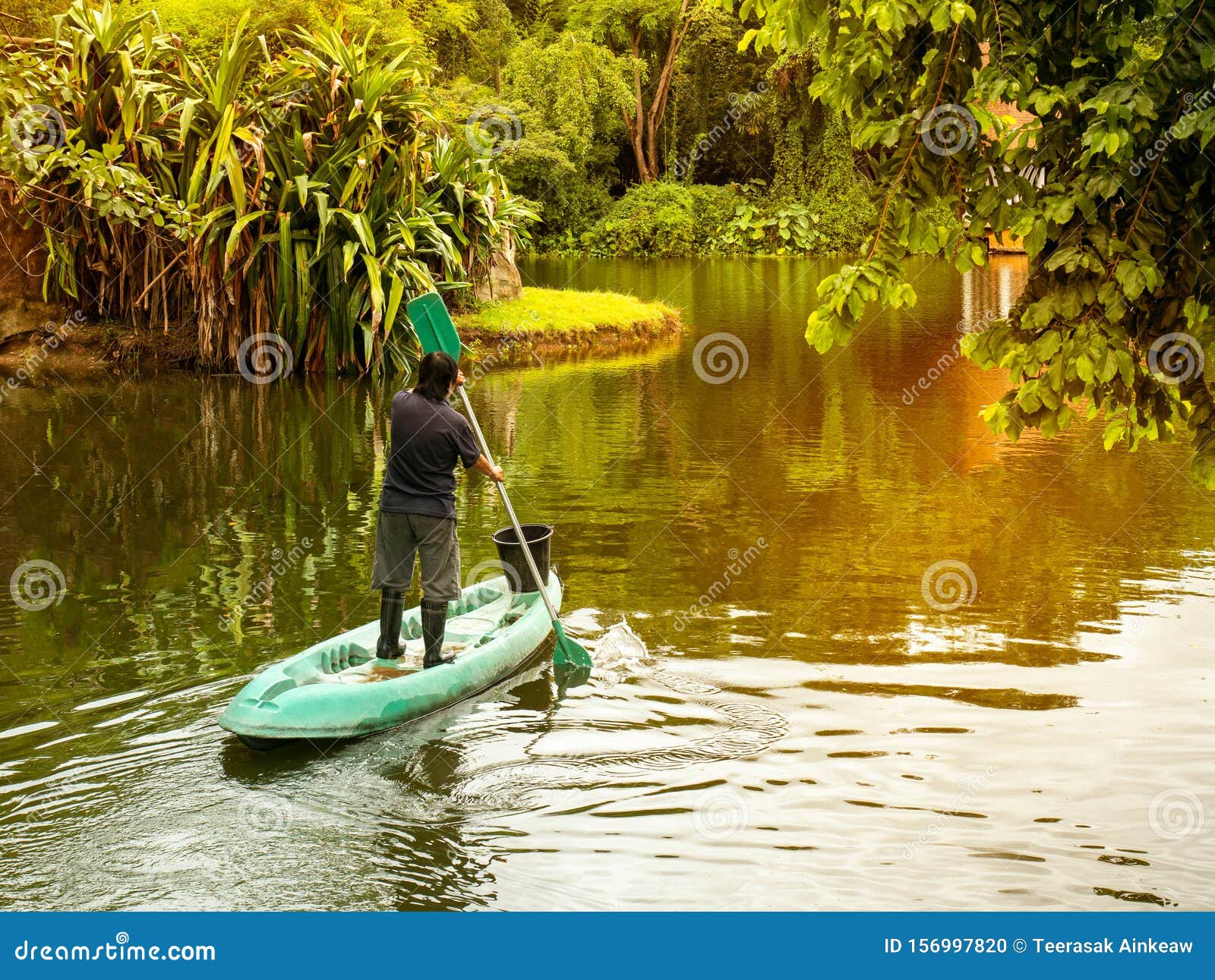The Back of the Worker are Rowing To Feed the Animals in the Zoo ...