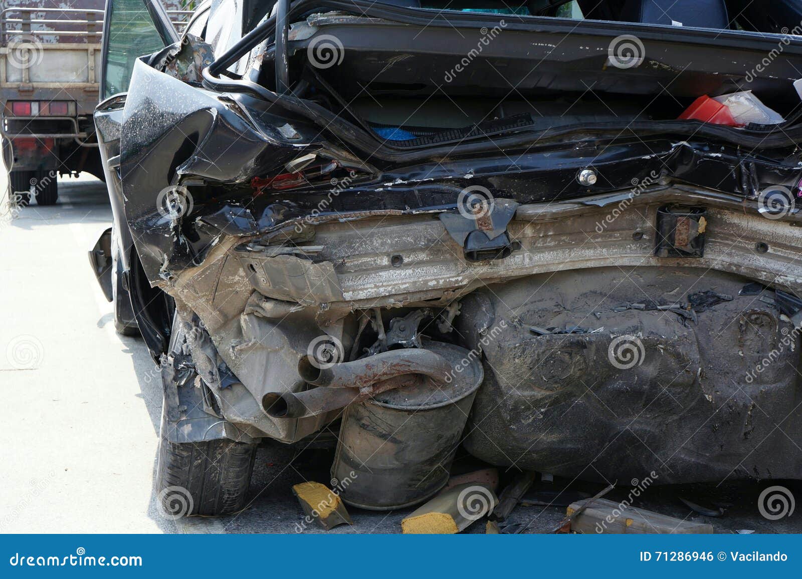 Back of Wrecked Car Completely Destroyed Stock Photo - Image of steel ...