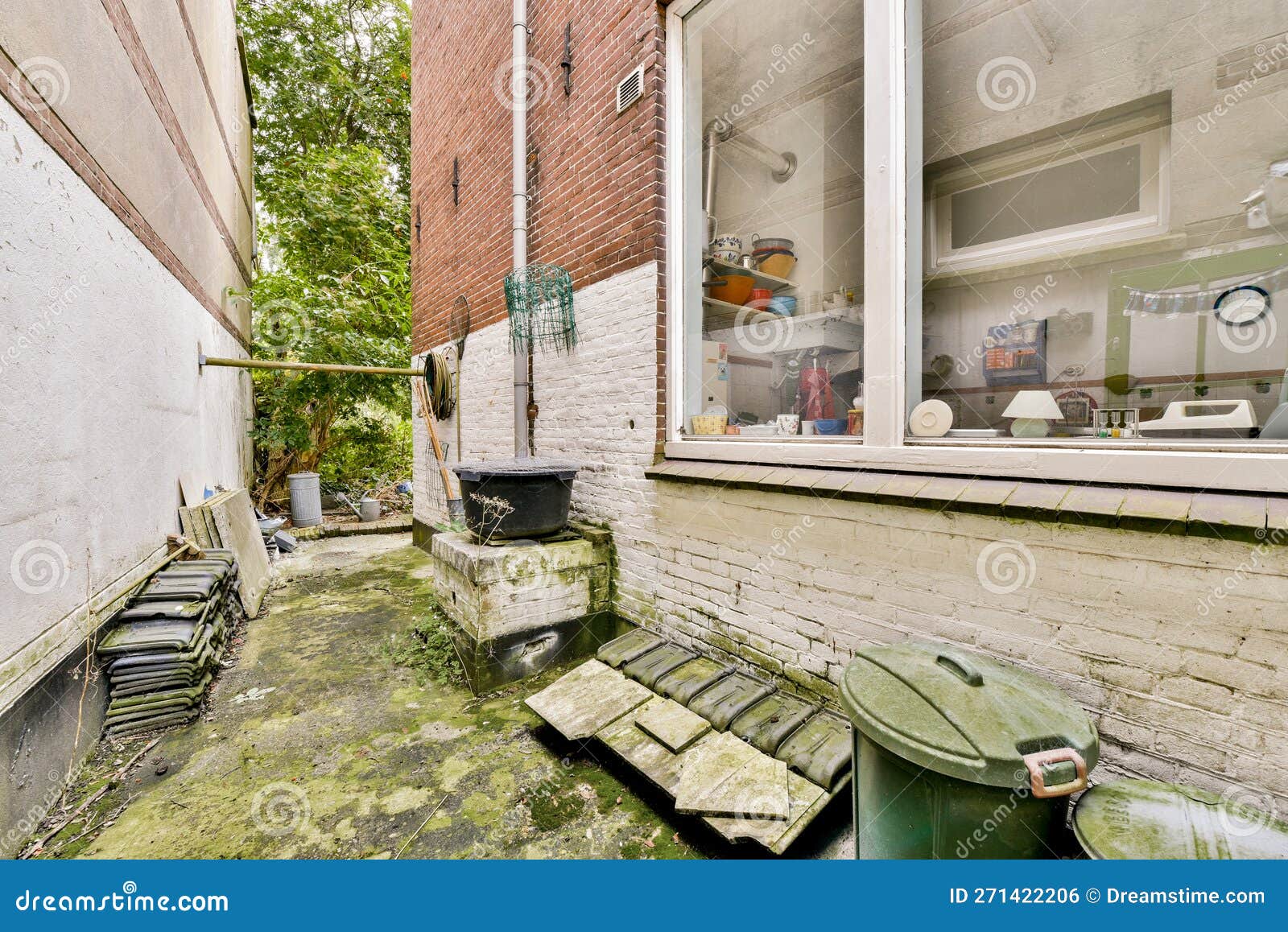 The Back Yard of a House with a Dumpster Editorial Photo - Image of ...