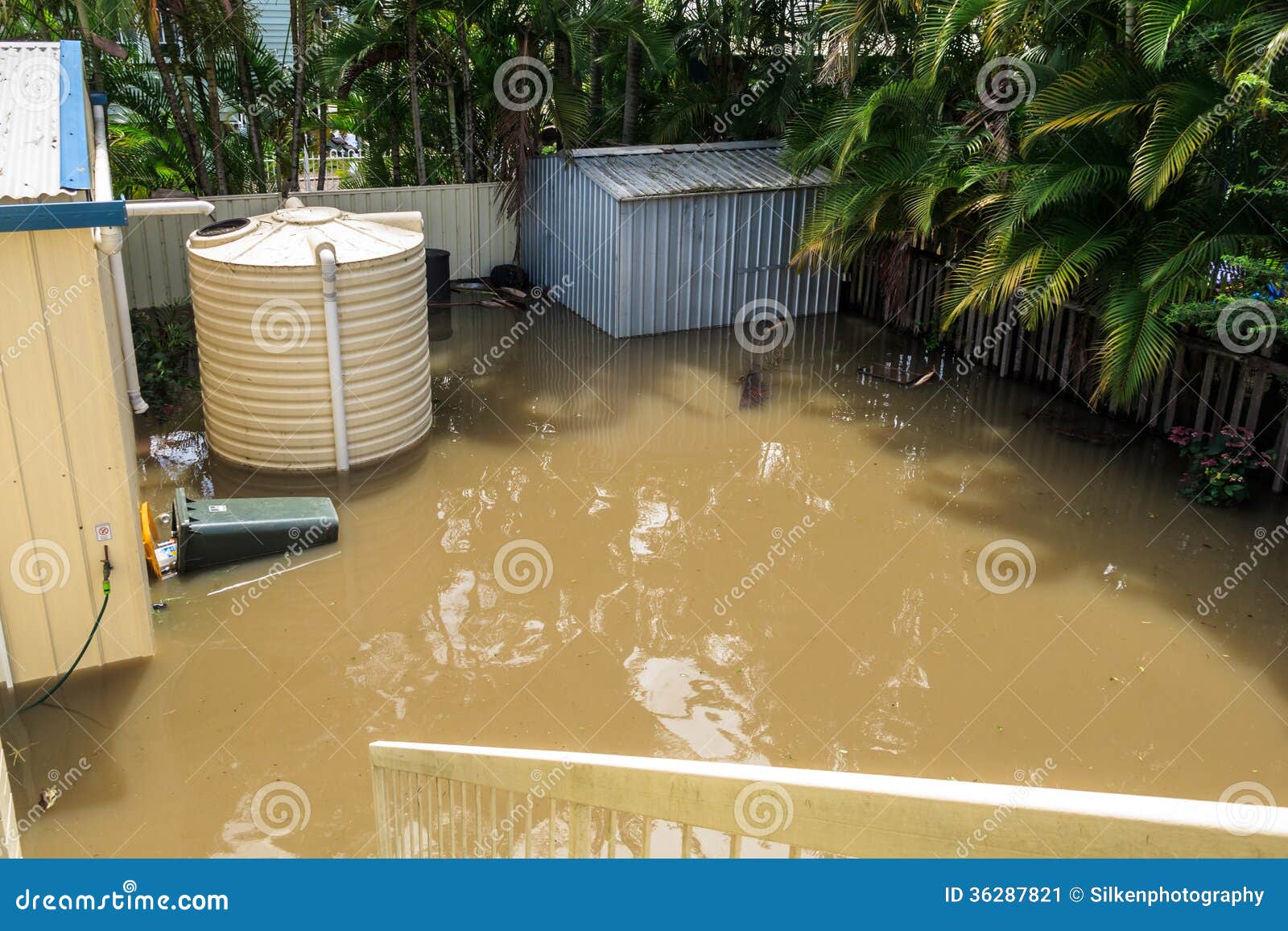 Back Yard Under Flood Water Stock Image - Image of ecology, emergency ...