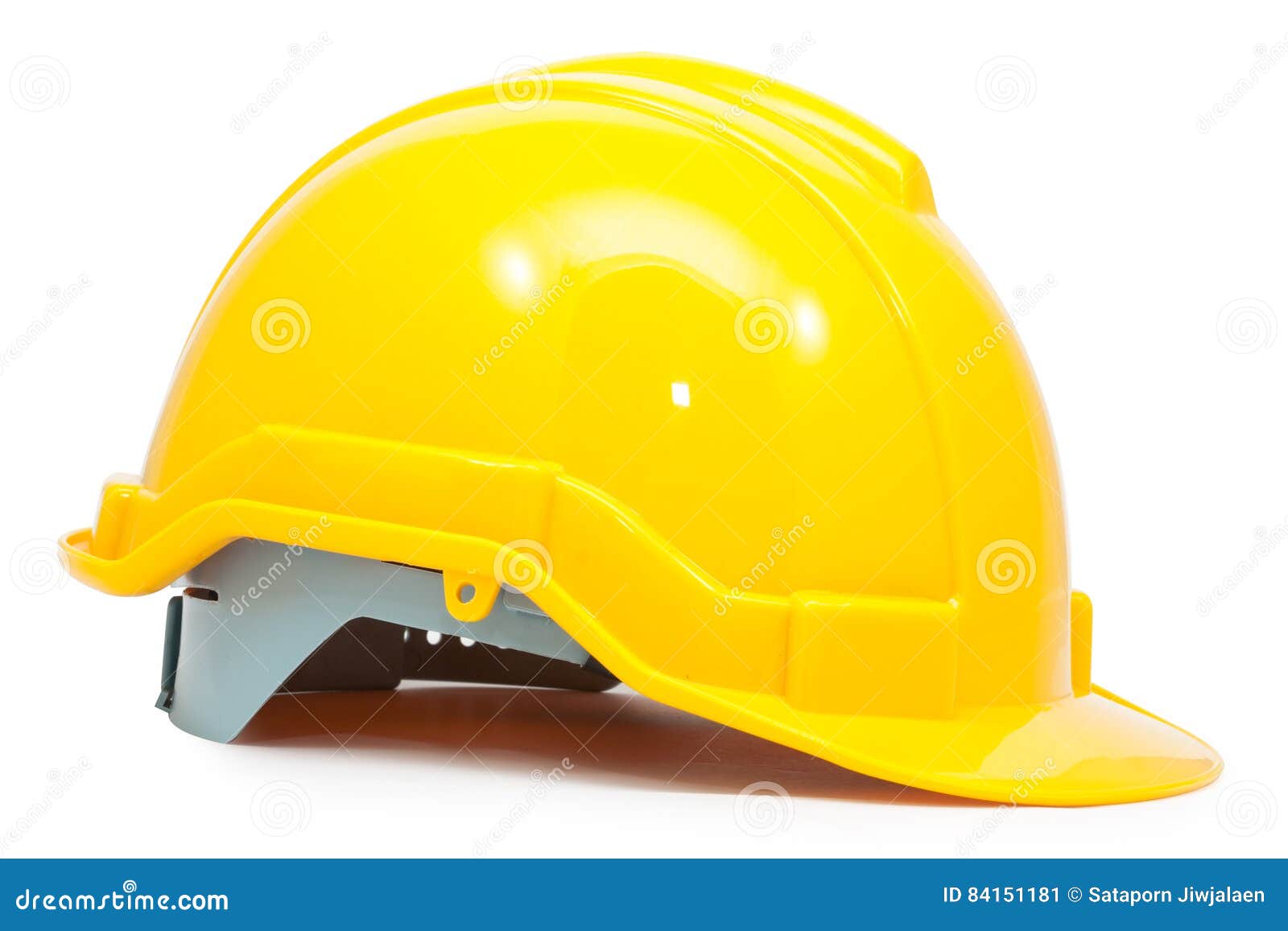 On Back Yellow Safety Helmet on White Stock Image - Image of object ...