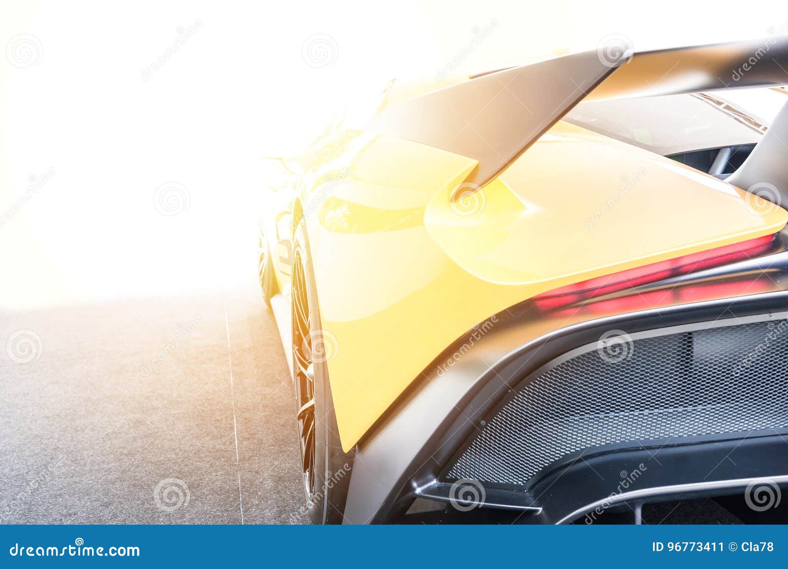 Back of a Yellow Sport Car in Sunset Stock Image - Image of sport ...