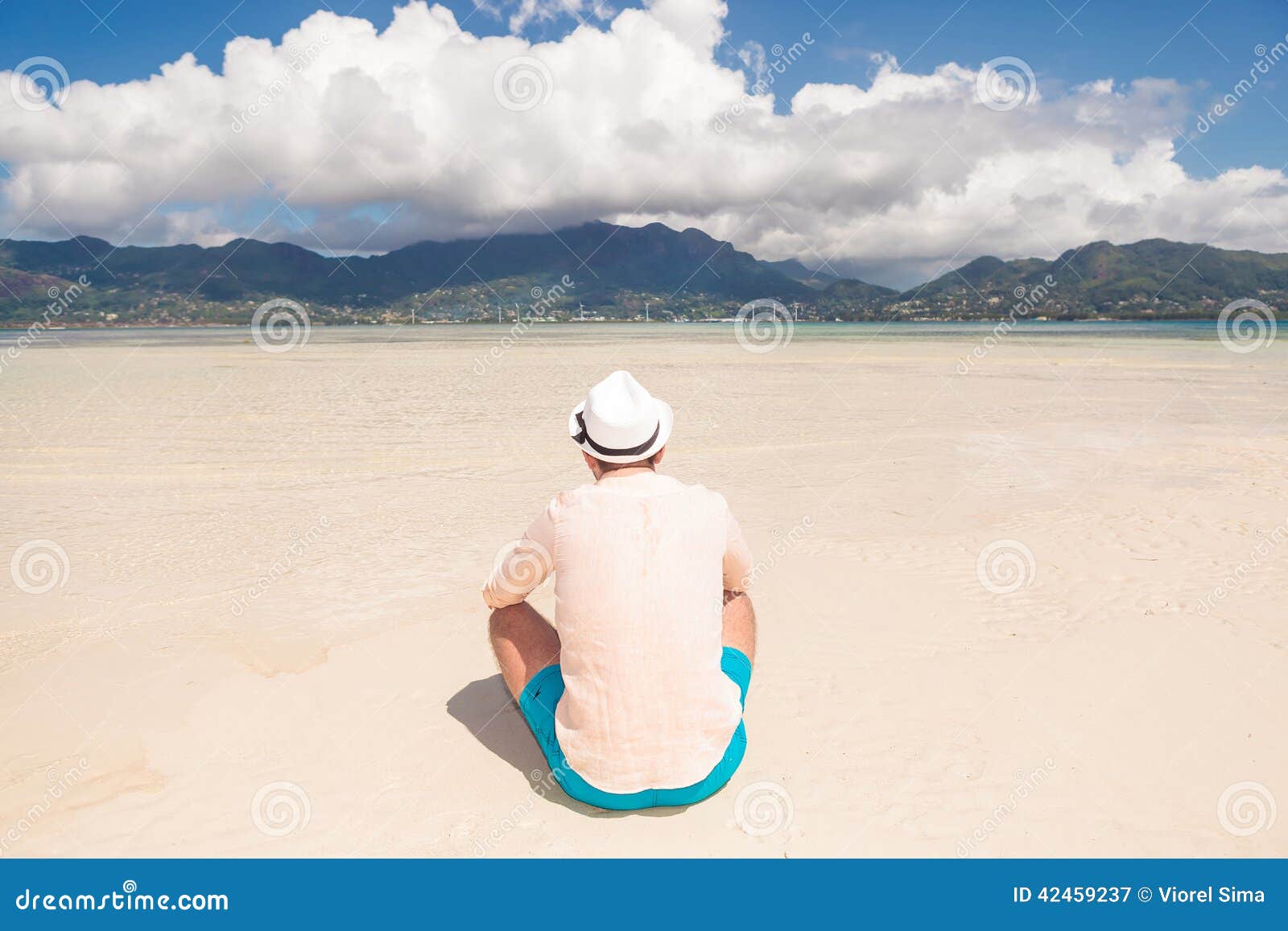 Back of a Young Man Resting on the Beach Stock Image - Image of exotic ...