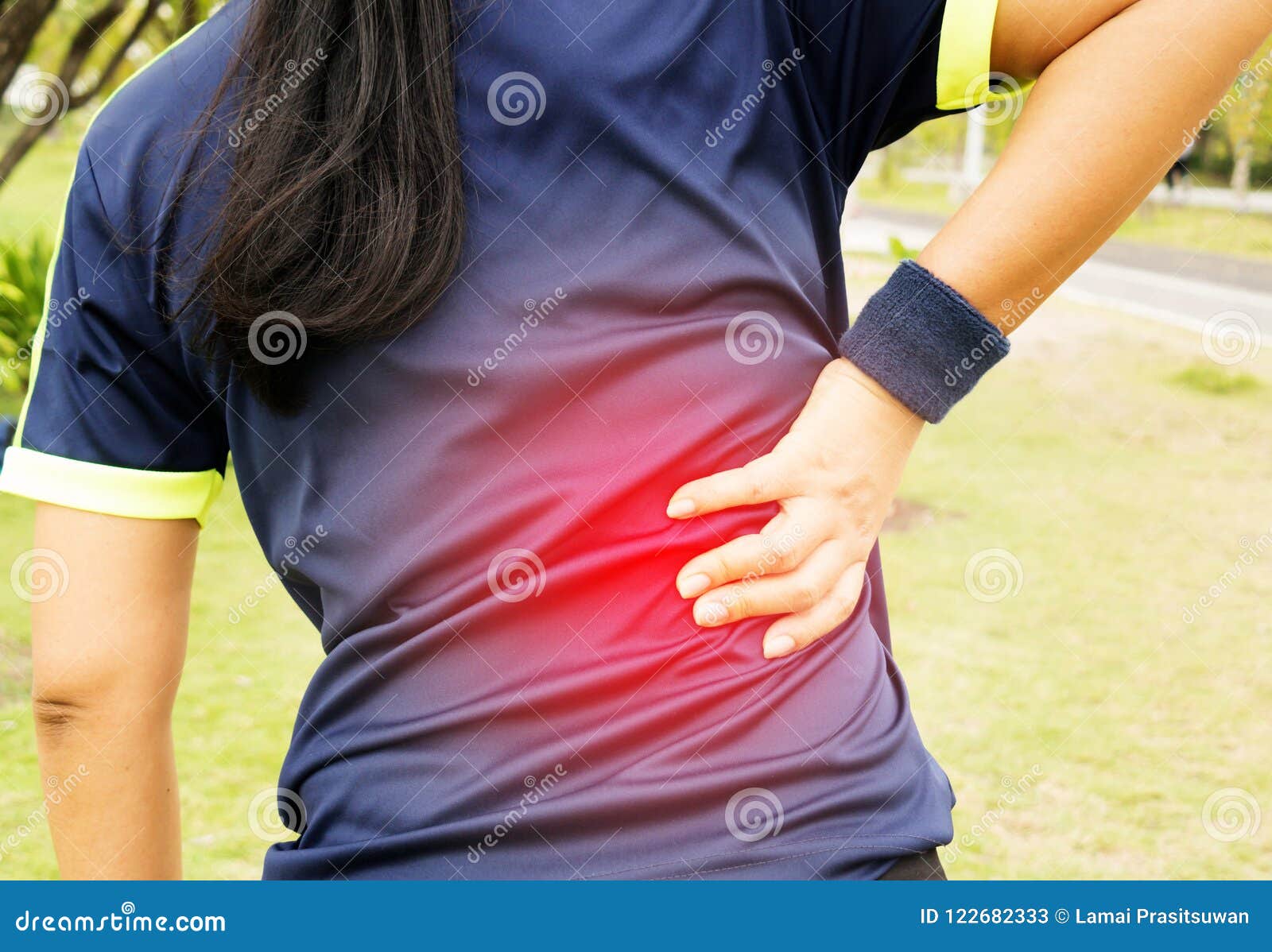 Backache on womon`s back stock image. Image of sore - 122682333