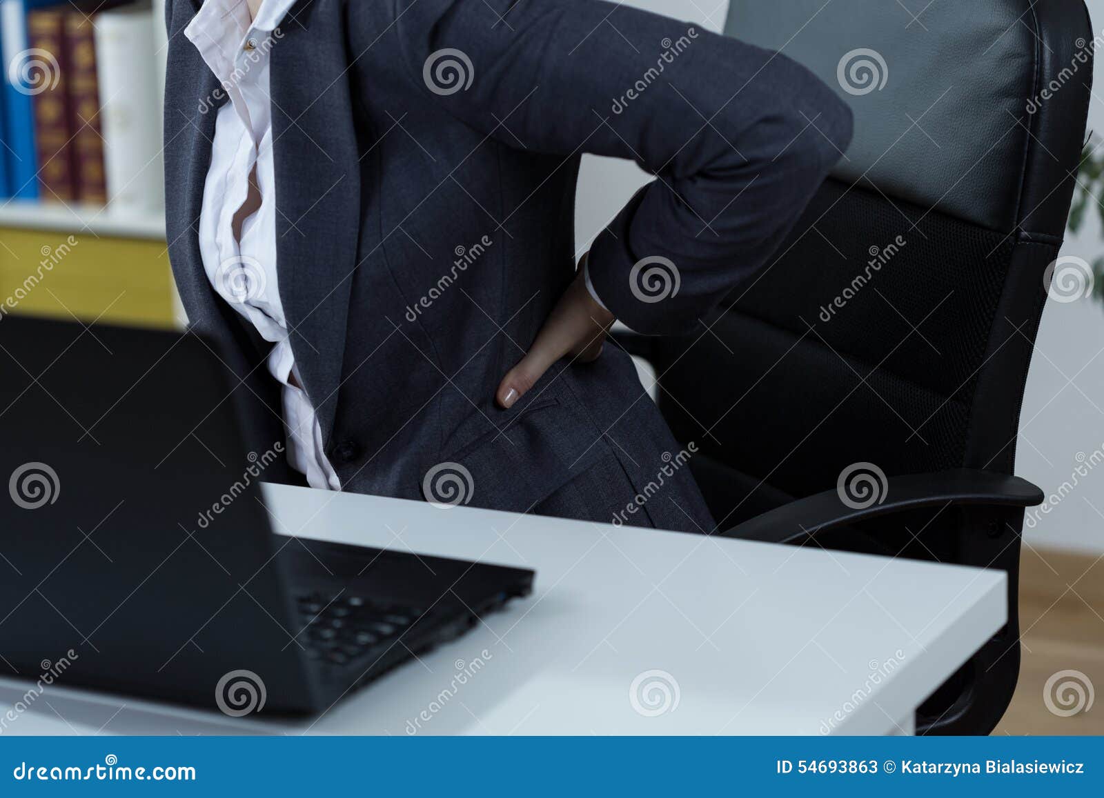 Backache after Work in Front of Computer Stock Image - Image of ...