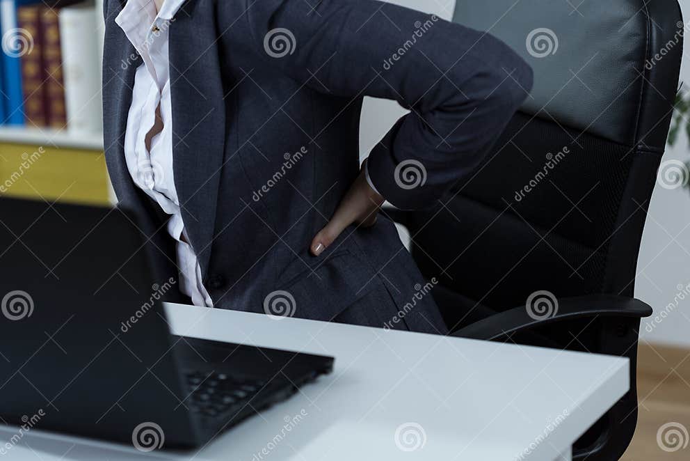 Backache after Work in Front of Computer Stock Image - Image of ...