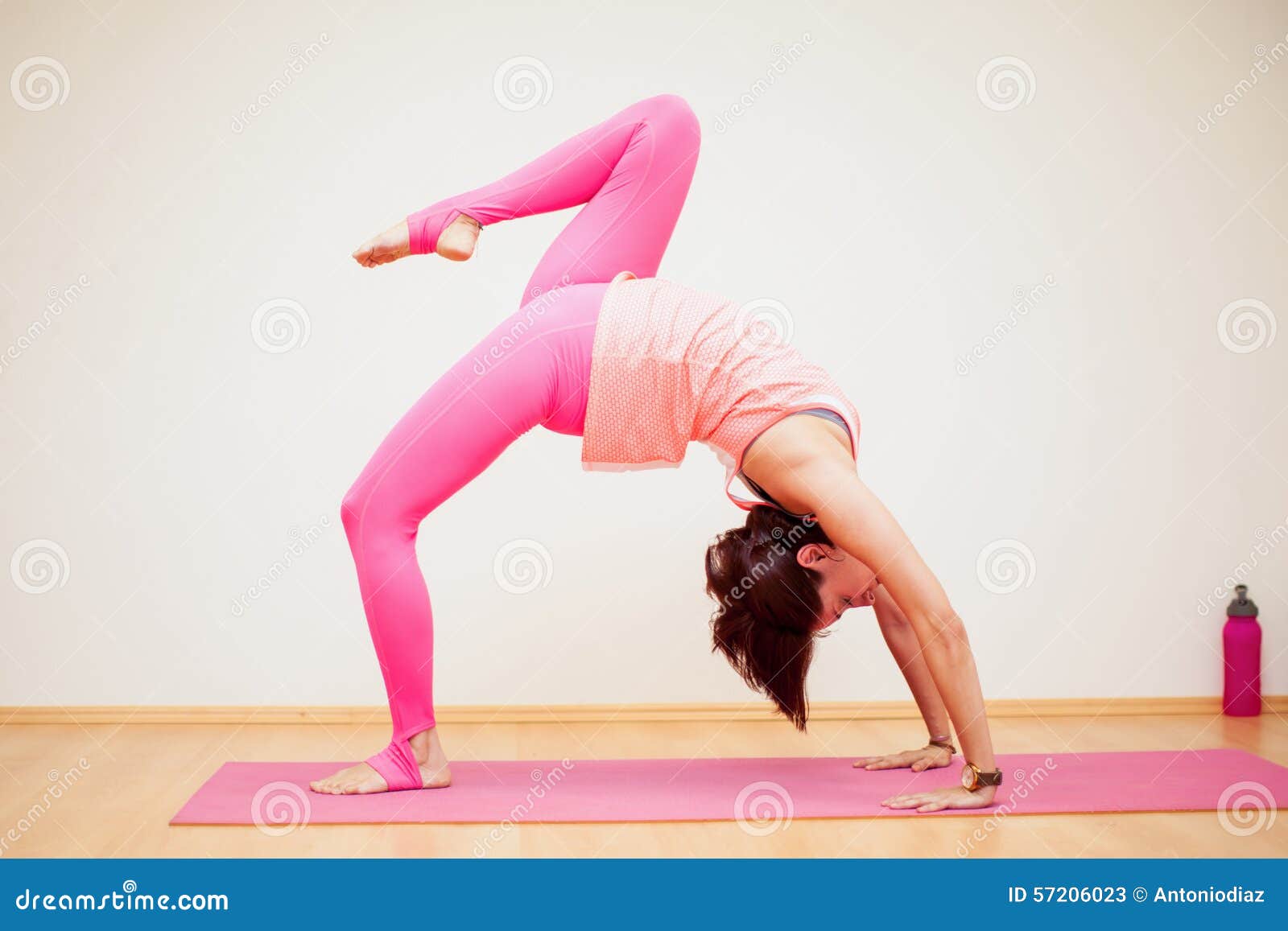 Backbend with Raised Leg Yoga Pose Stock Image - Image of space ...
