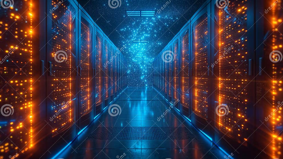 The Backbone of the Digital Age: Server Room Aglow with the Promise of ...