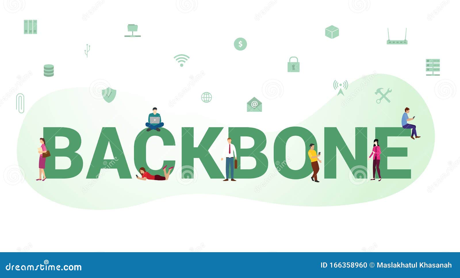Backbone Internet Network High Speed Concept with Big Word or Text and ...
