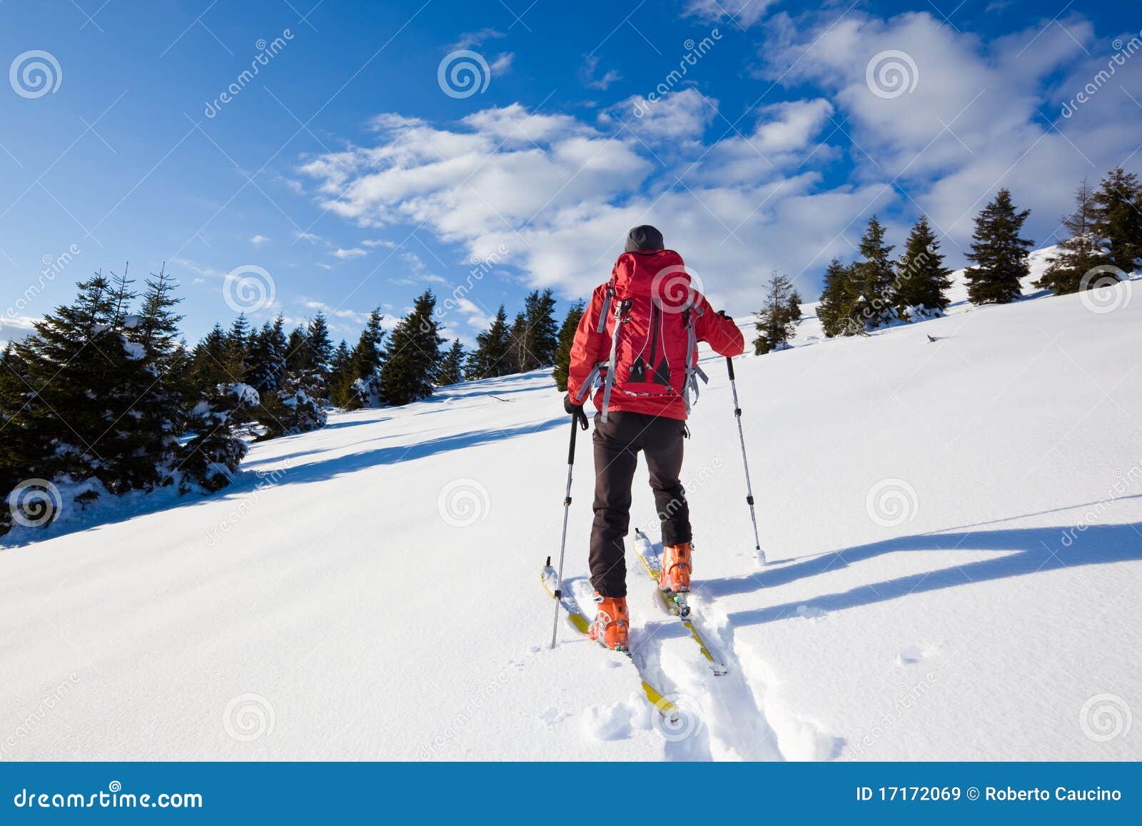 Backcountry skier stock image. Image of sunny, clear - 17172069