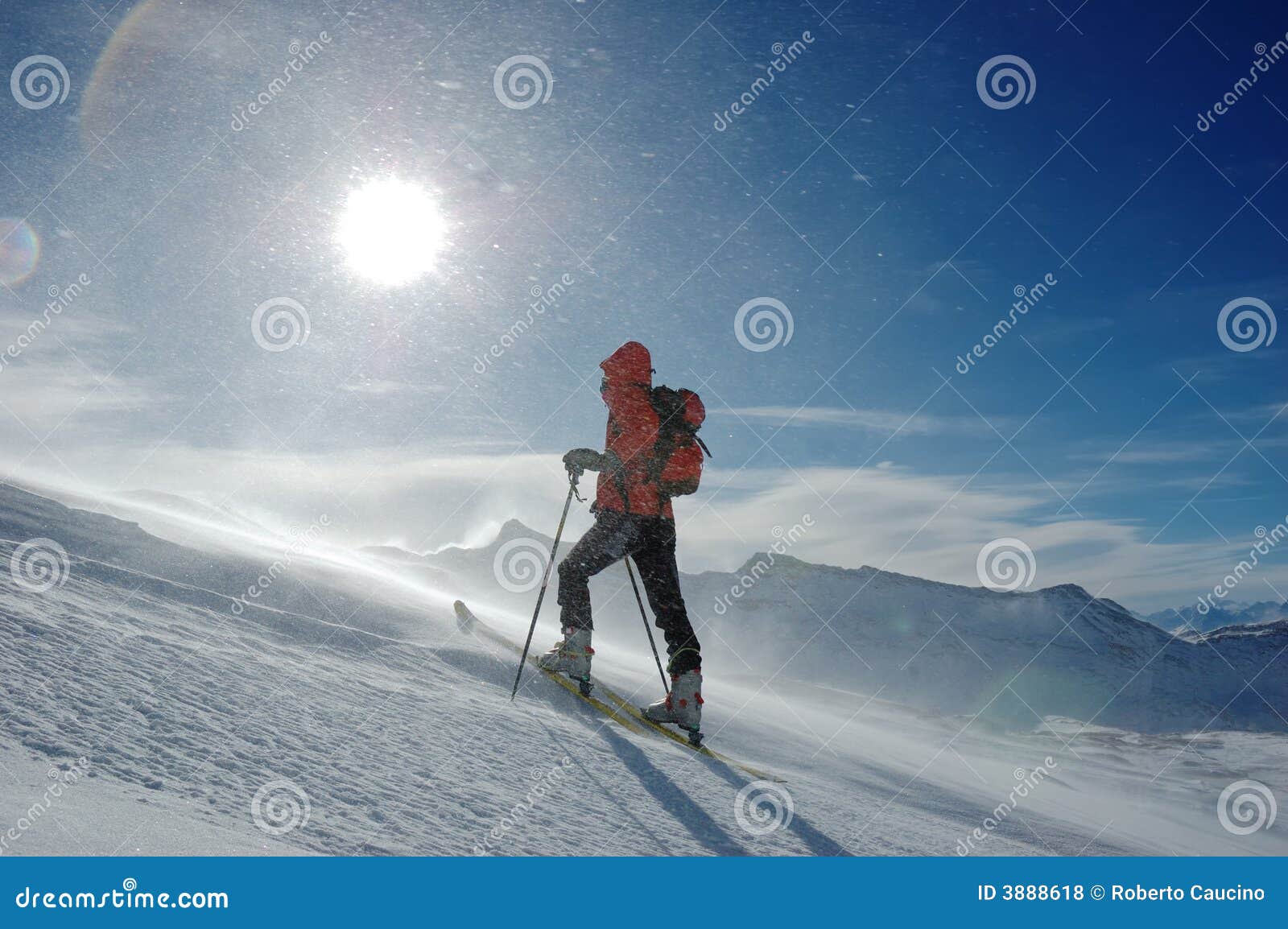 Backcountry skier stock photo. Image of back, skiing, expedition - 3888618