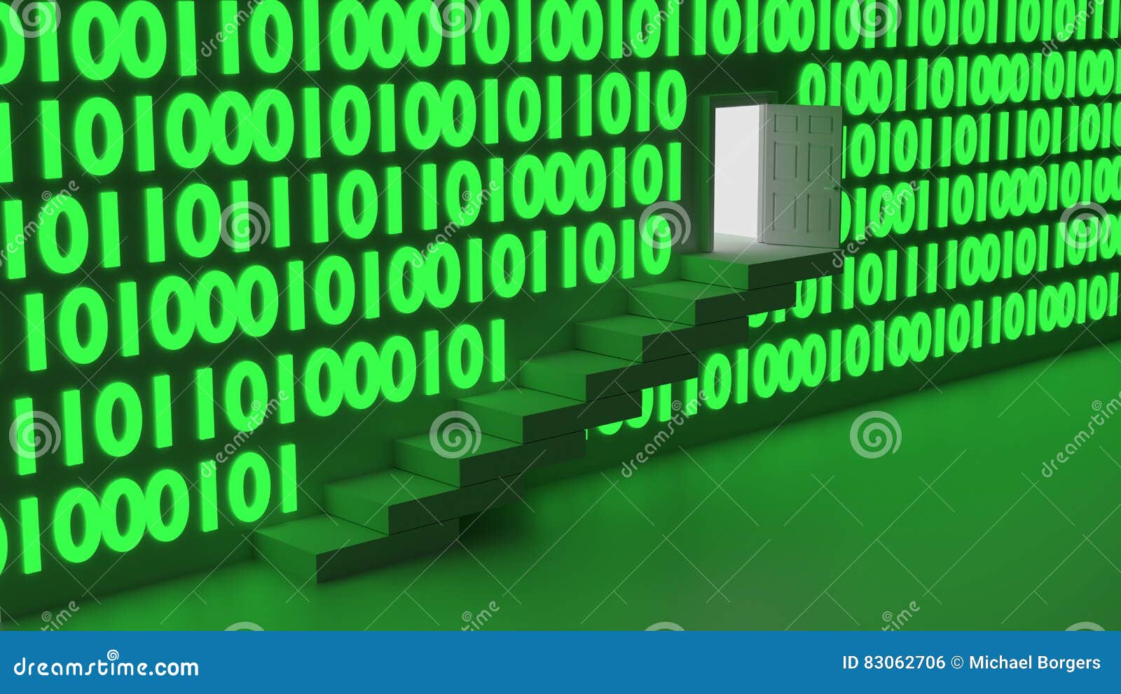 Backdoor in a Binary Wall Concept Stock Illustration - Illustration of ...