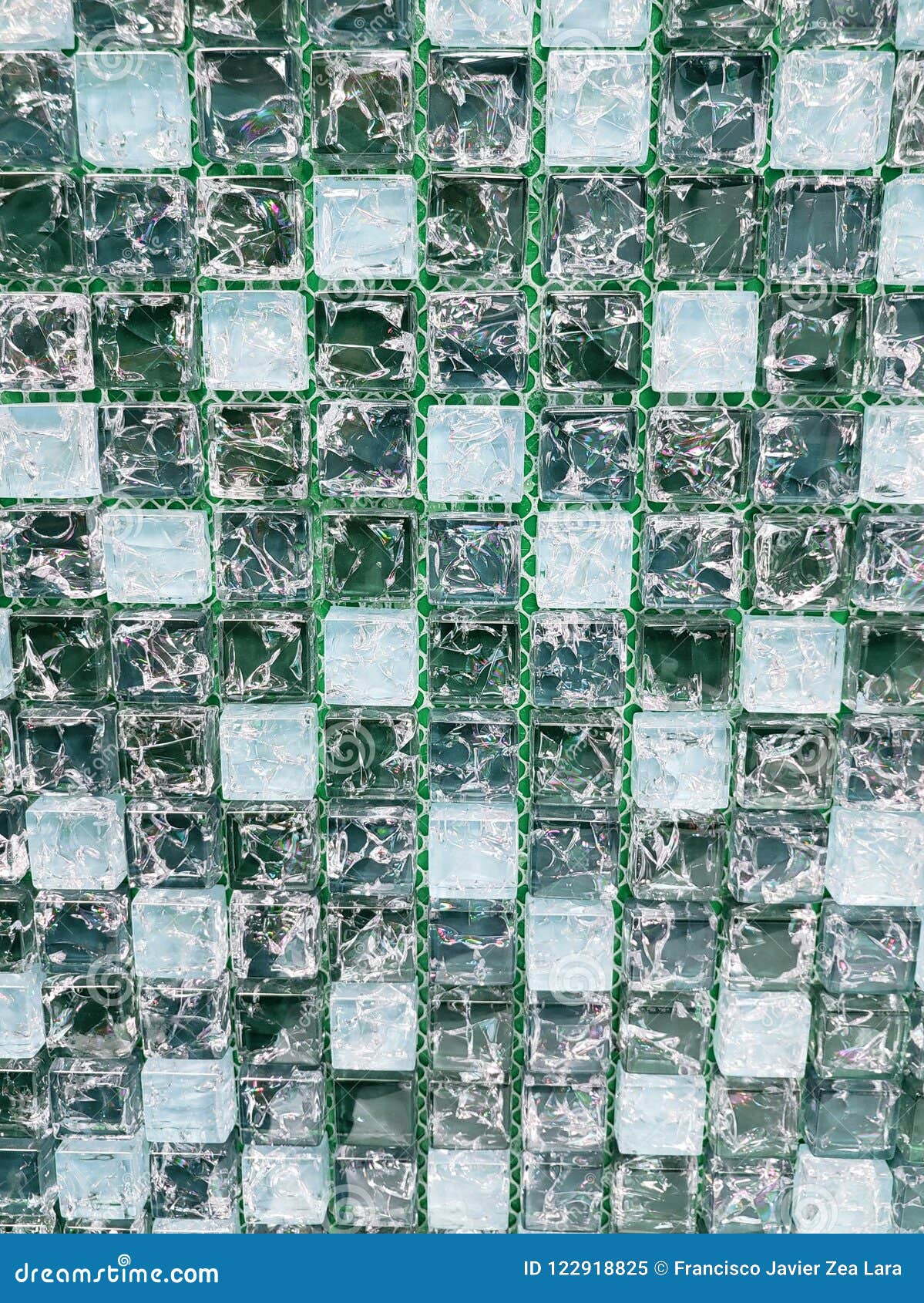 Combination of Glass Squares in Aquamarine Colors for Decoration of ...