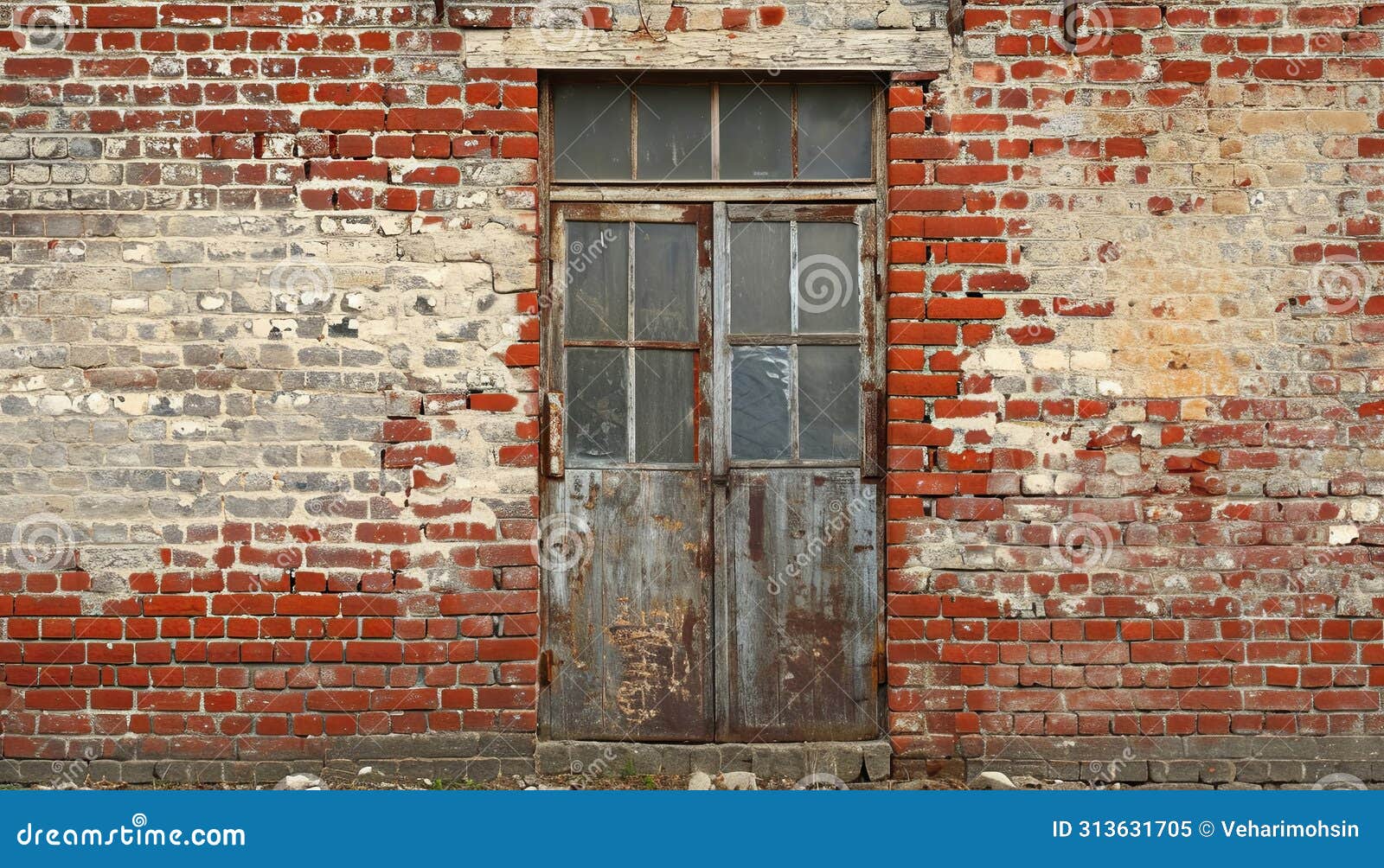 Backdrop of a Brick Wall with Window and Door Facing Outwards. Stock ...