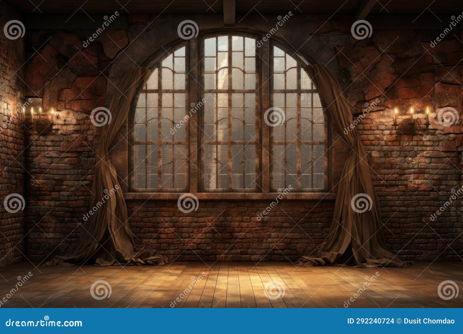 Backdrop of a Brick Wall with Window and Door Facing Outwards ...