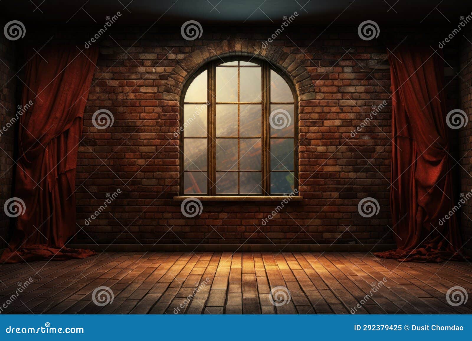 Backdrop of a Brick Wall with Window and Door Facing Outwards ...